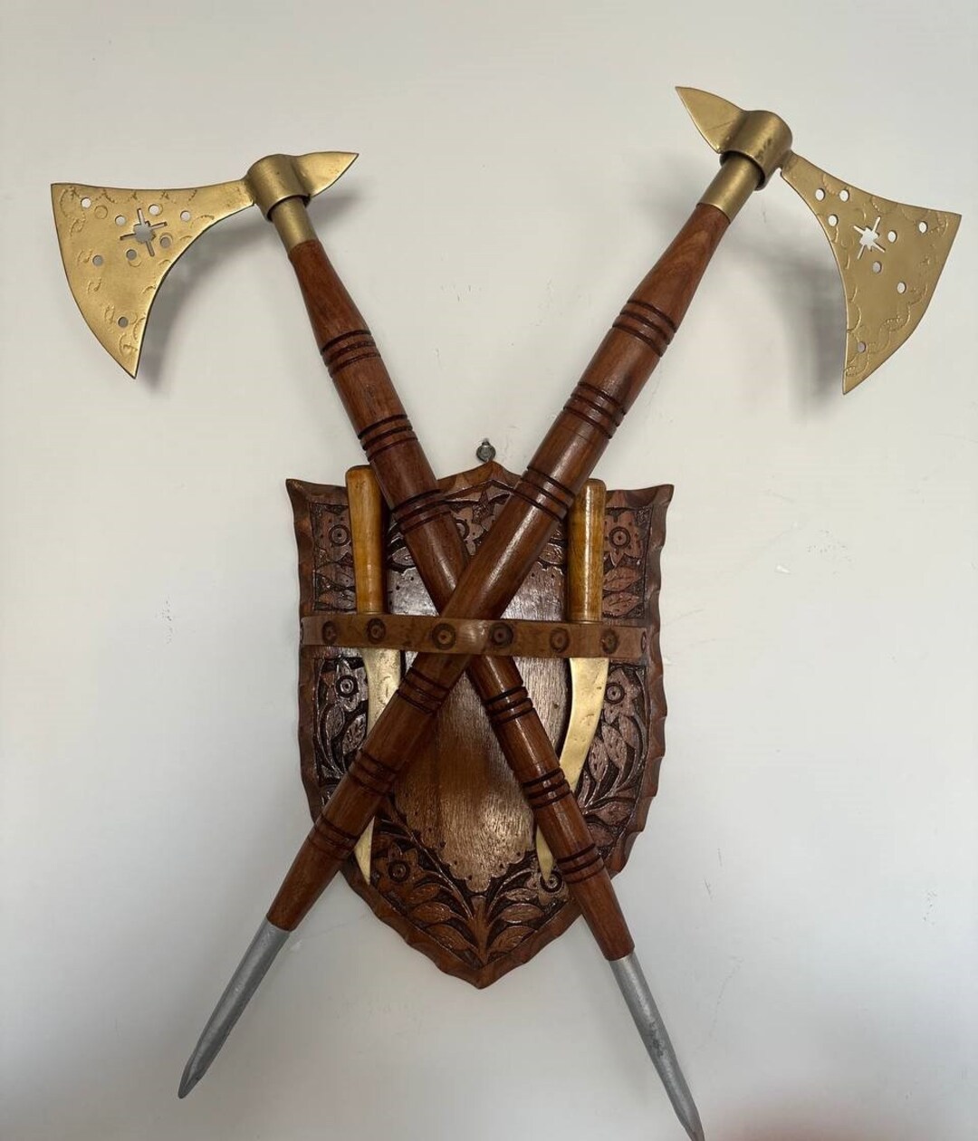 Hand-carved Wooden Decorative Axe and Knife Set - Etsy