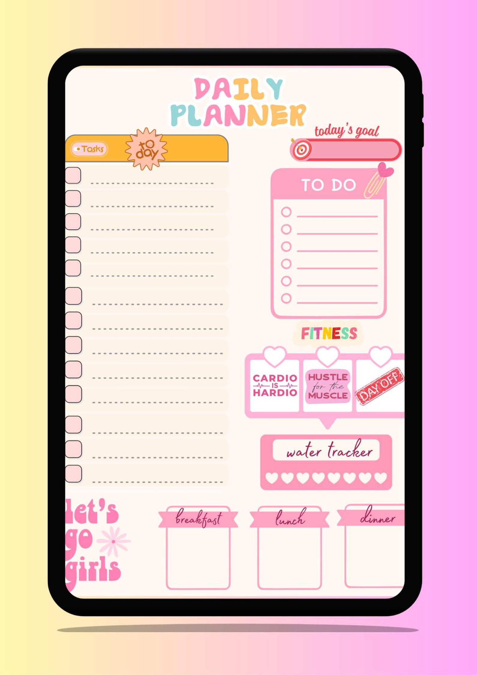 Funny Daily Planner Printable: Undated, Fitness & Water Tracker (PDF ...