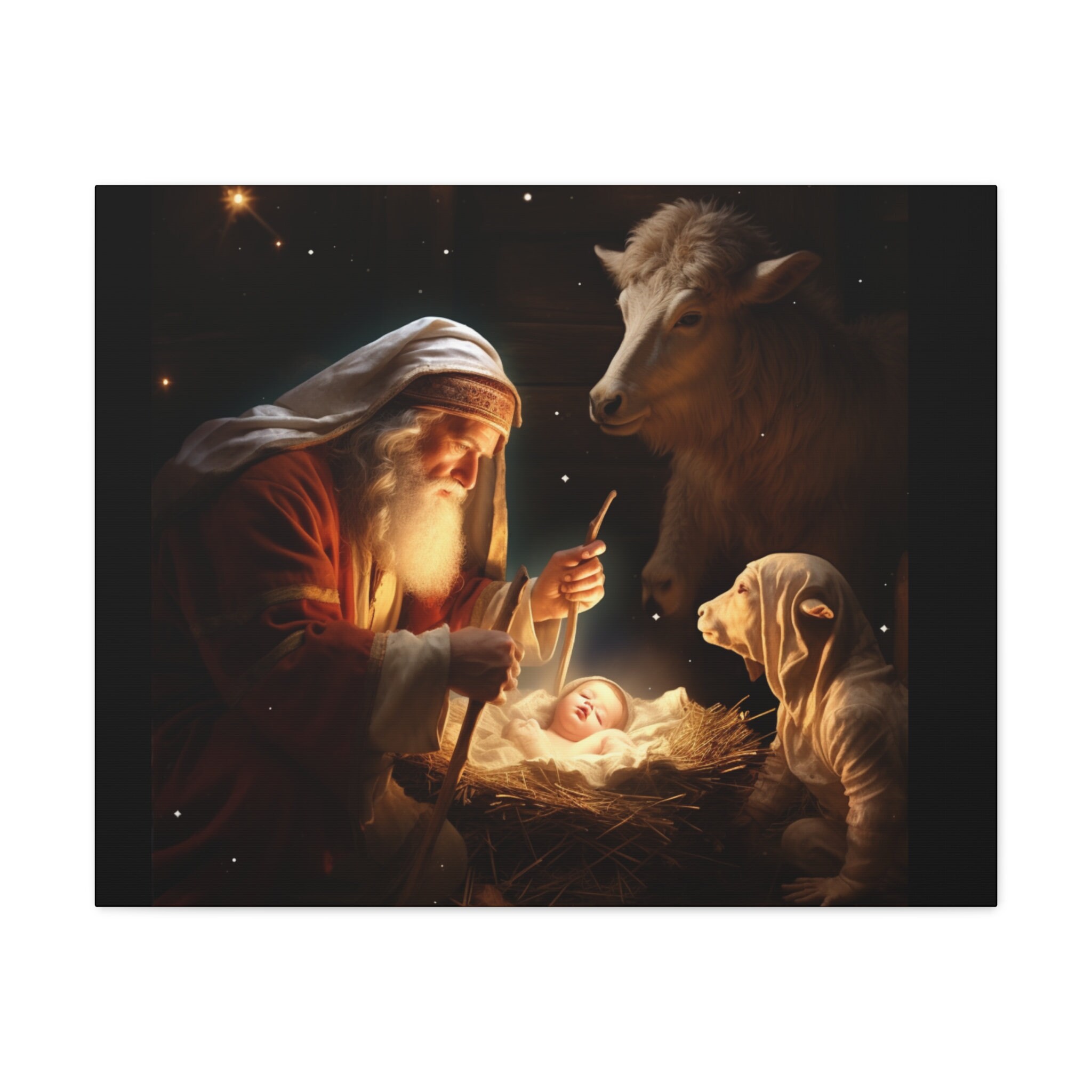 Santa and Baby Jesus Wall Canvas: A Timeless Christmas Masterpiece - Etsy
