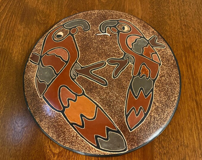 Costa Rican Ceramic Wall Tile / Plaque; Semigloss Umber, Orange, Gray ...