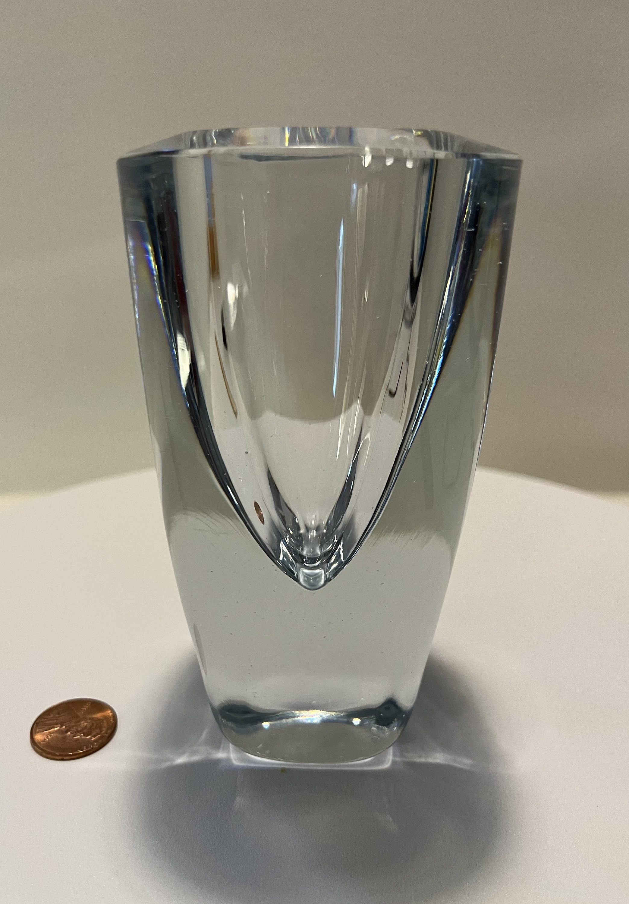 Strombergshyttan Vintage Clear Art Glass Vase - Molded and Cut - Sweden ...