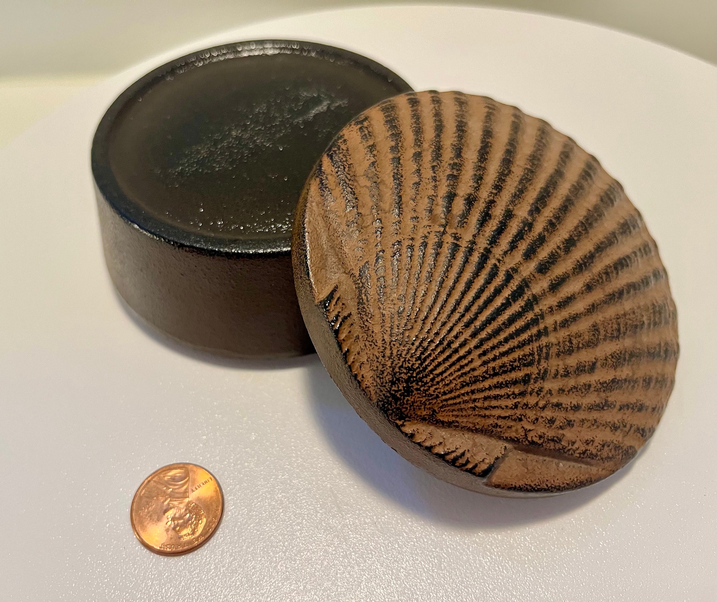 Japanese Vintage Cast Iron Jewelry Box With Scallop Shaped Lid Japan ...