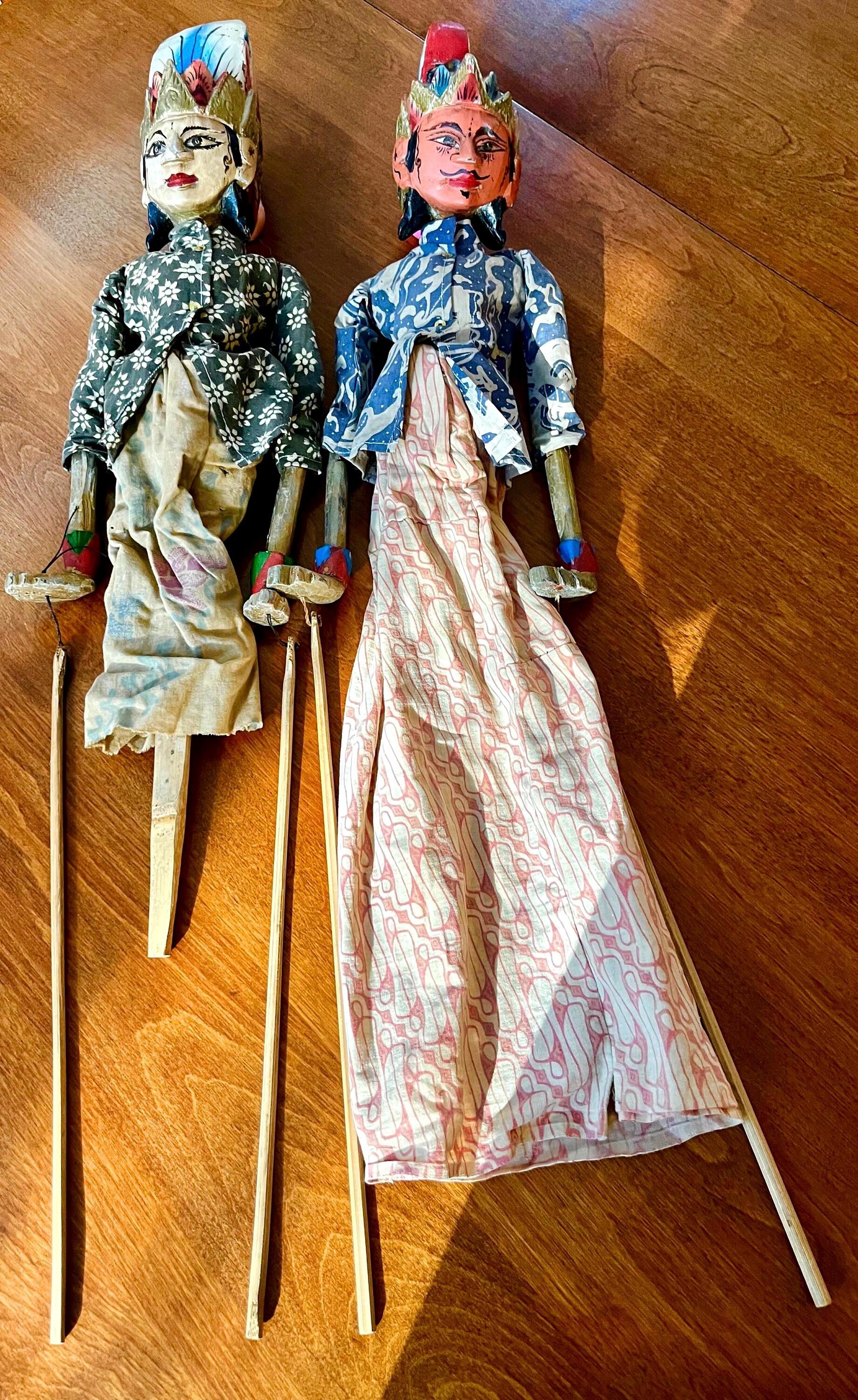 Indonesian, Set of 2 Vintage Wayang Golek Hand Puppets; Complementary ...