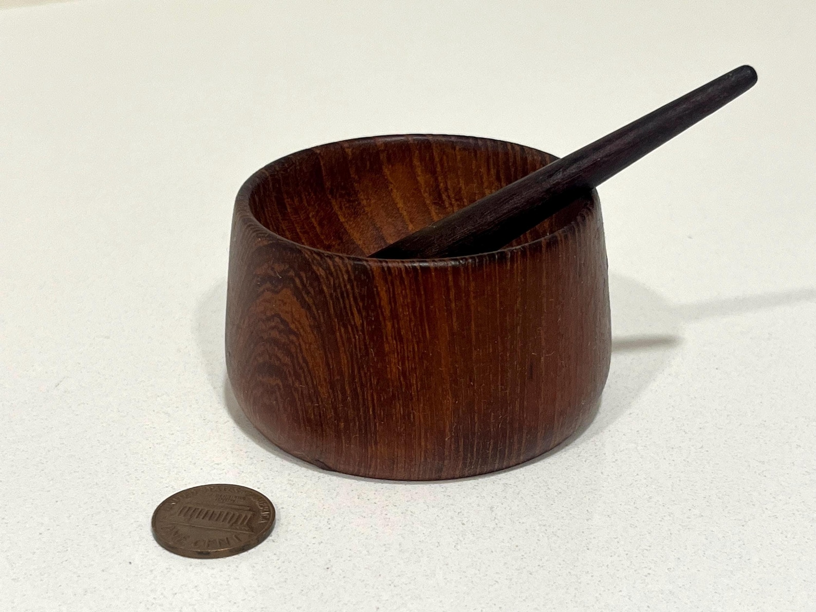 Laurids Lonberg Vintage Teak Salt Cellar (2.5” W) and Spoon Set Made in ...