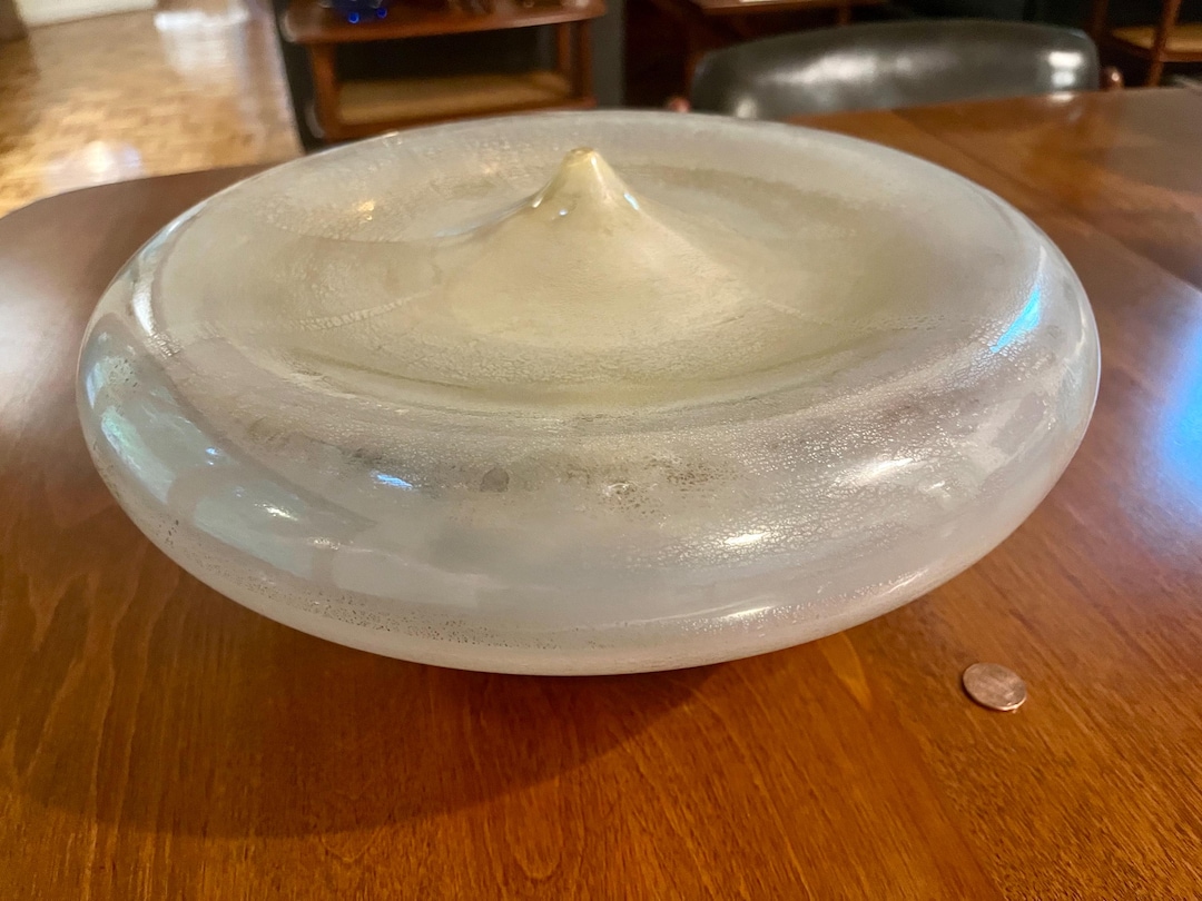 Hirche (everett) Flattened Spherical Art Glass Sculpture - Signed ...