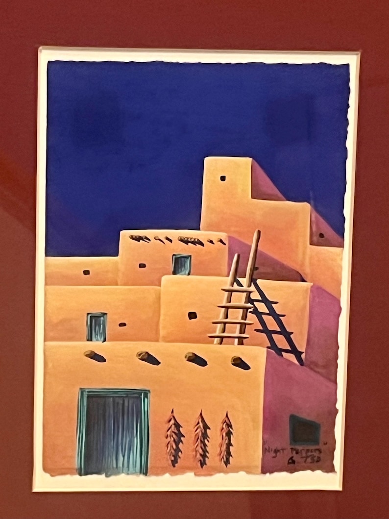 Tso (geraldine) Original Watercolor Painting of Peppers and a Pueblo ...