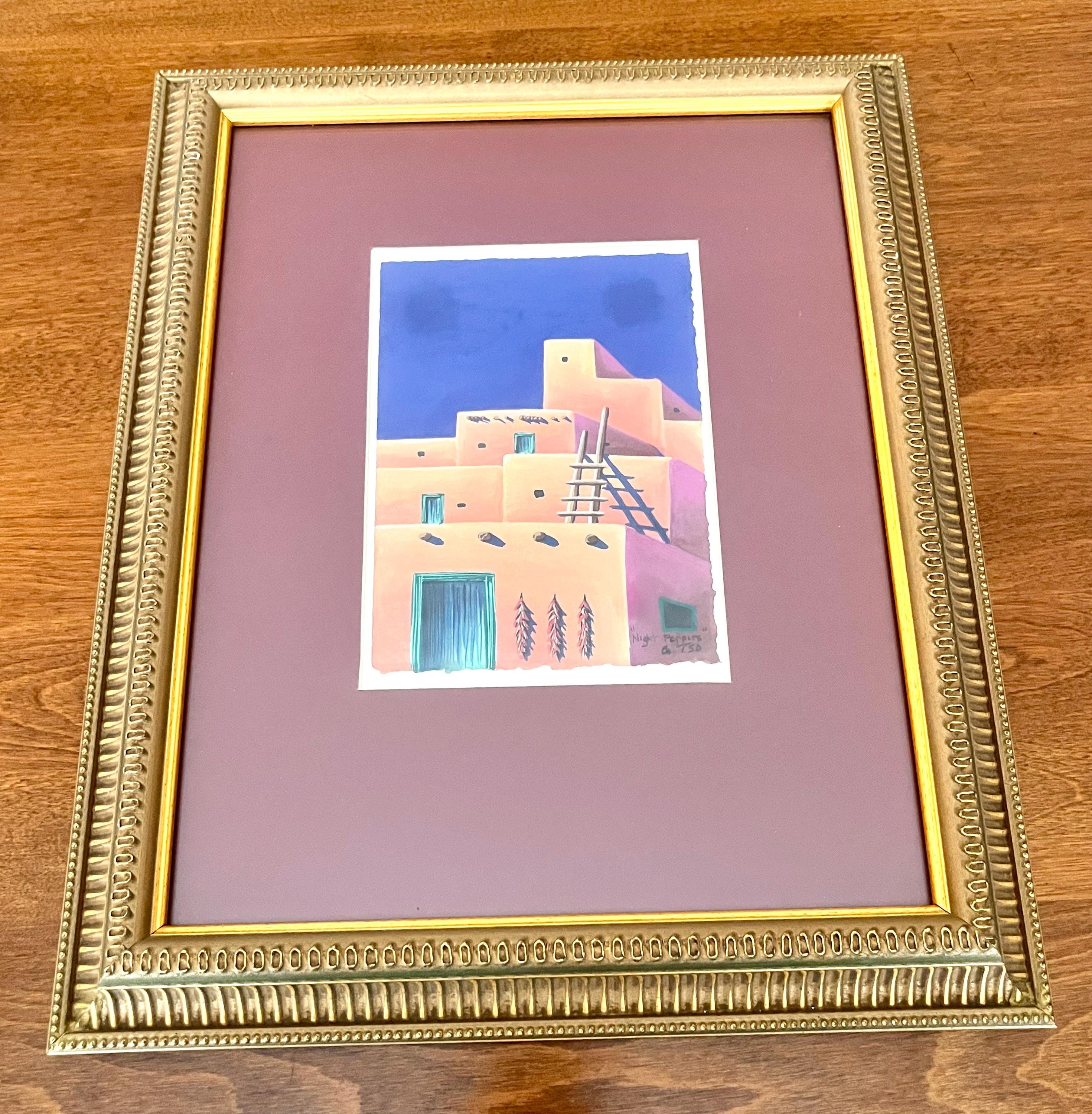 Tso (geraldine) Original Watercolor Painting of Peppers and a Pueblo ...