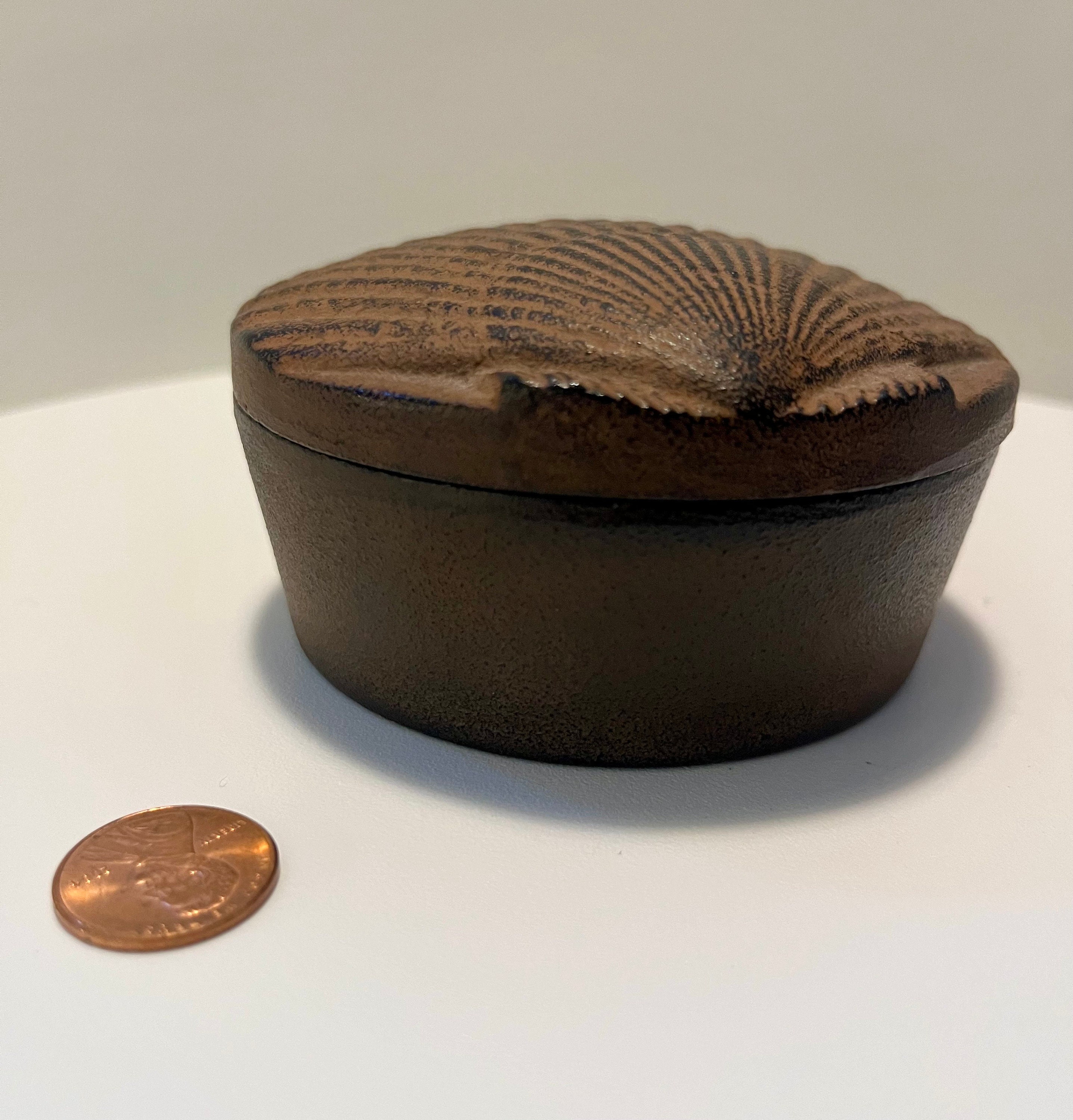 Japanese Vintage Cast Iron Jewelry Box With Scallop Shaped Lid Japan ...