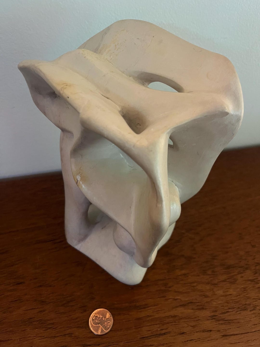 Abstract Biomorphic Carved Cream Colored Soapstone Tabletop Sculpture ...
