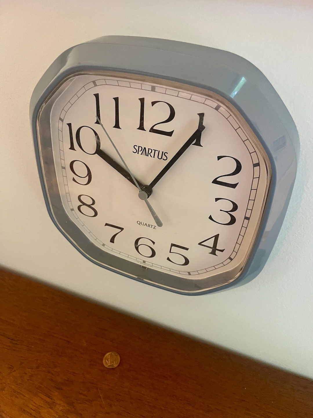 Spartus Vintage Gray-blue and Black Quartz Hexagonal Wall Clock Likely ...