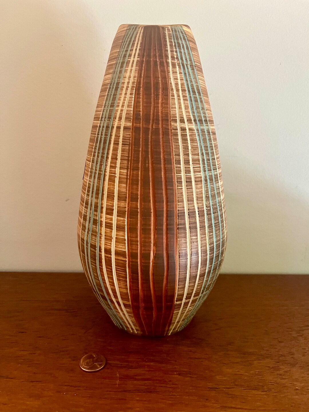 Mesa Ware Vintage German Umber, White and Blue Ceramic Vase With ...