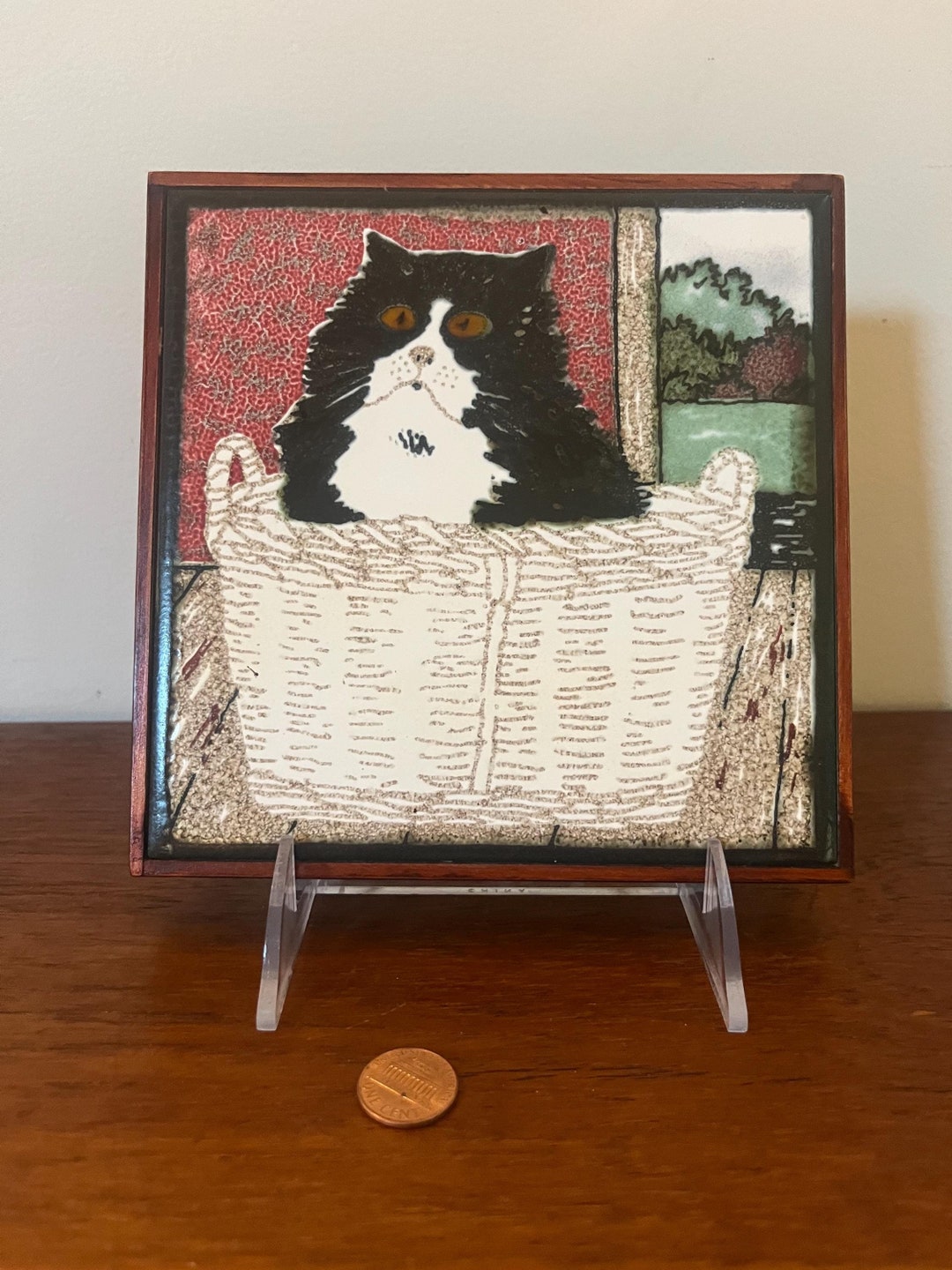 Waipu Tile Studio Vintage Handcrafted 6x6” Art Tile, Trivet, Coaster in ...