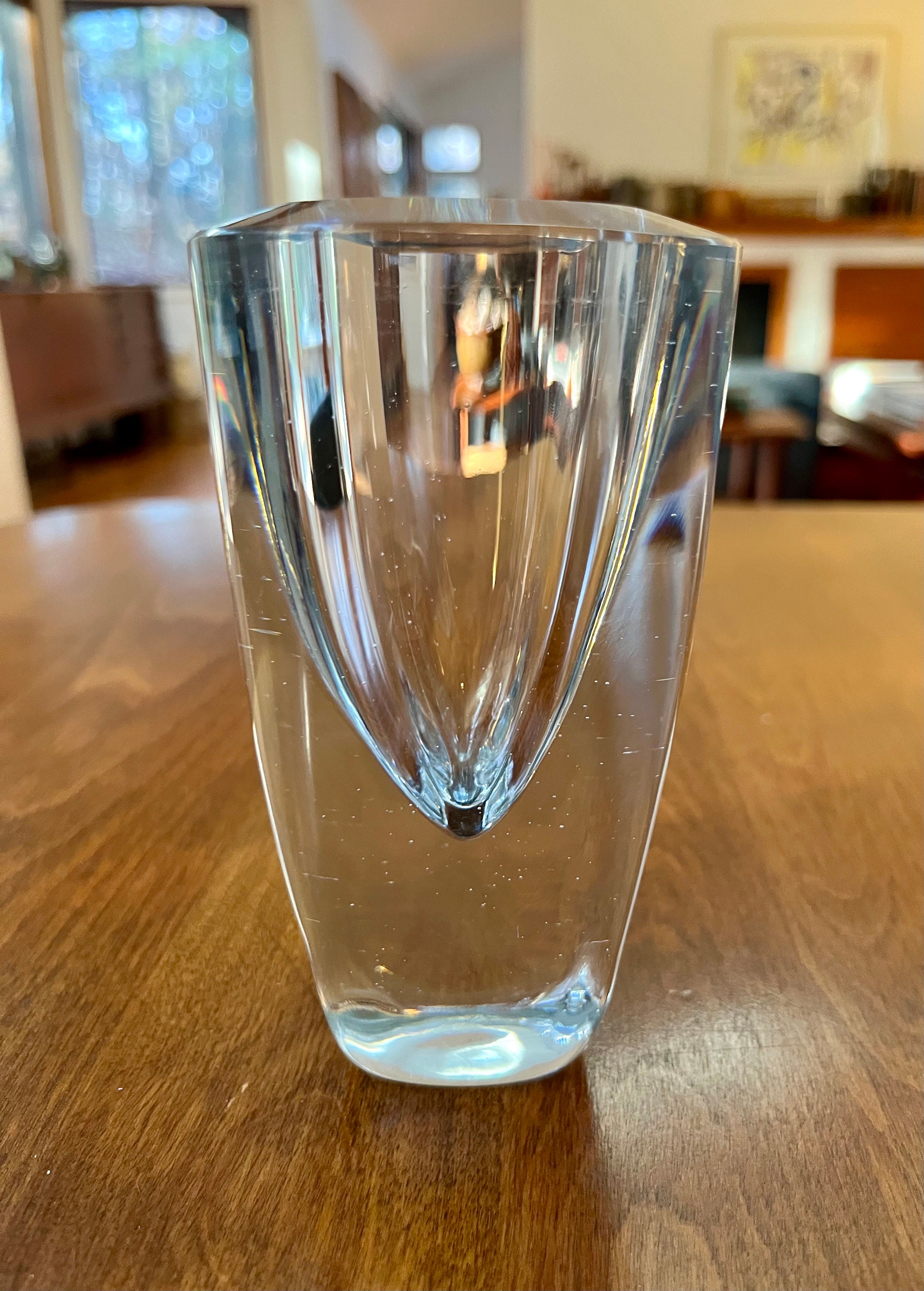 Strombergshyttan Vintage Clear Art Glass Vase - Molded and Cut - Sweden ...