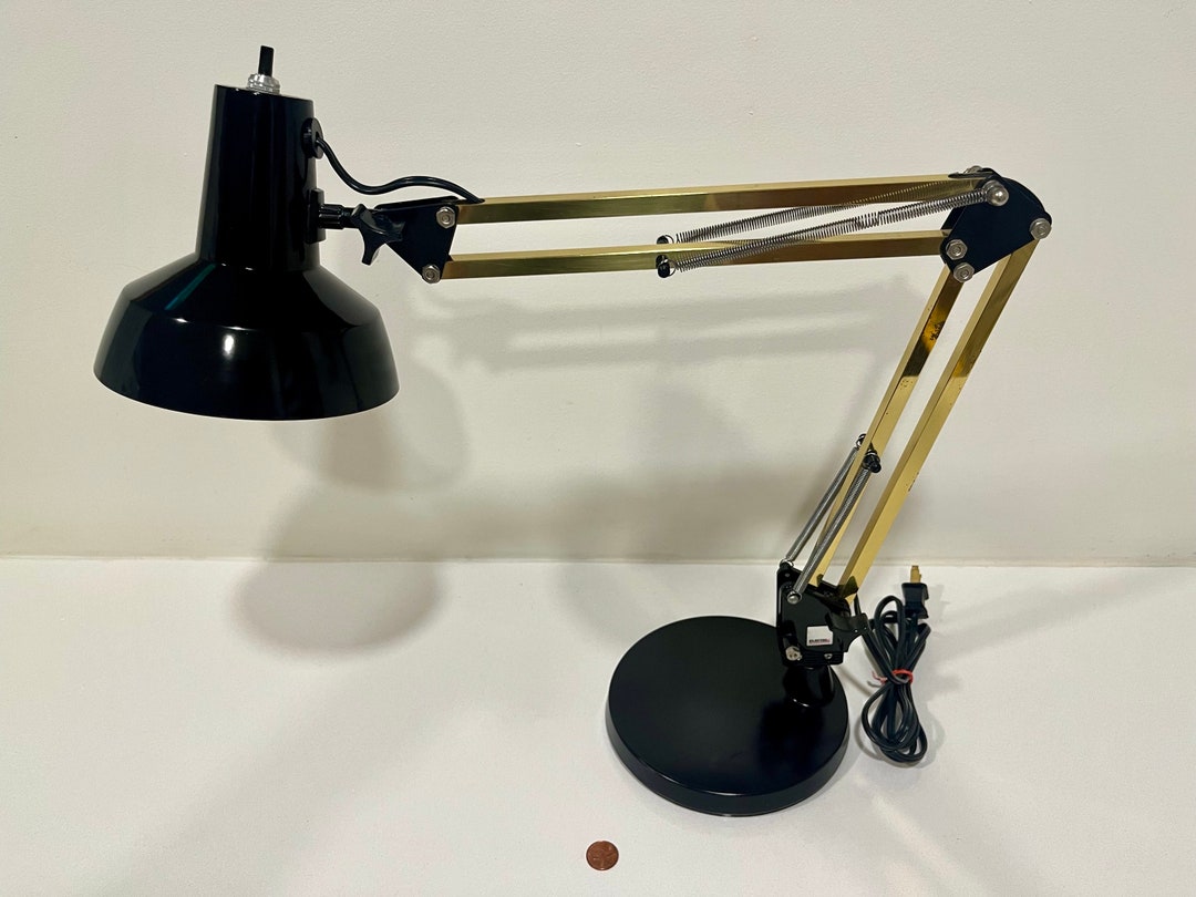 Electrix Vintage Black Enamel & Brass Chrome Architects Desk, Table or ...