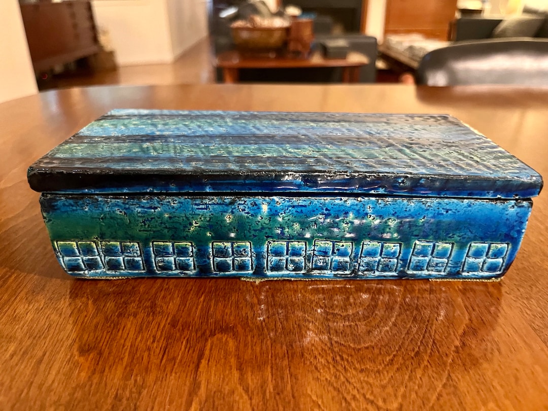 Bitossi Aldo Londi Rimini Blue and Green Incised and Patterned Ceramic ...