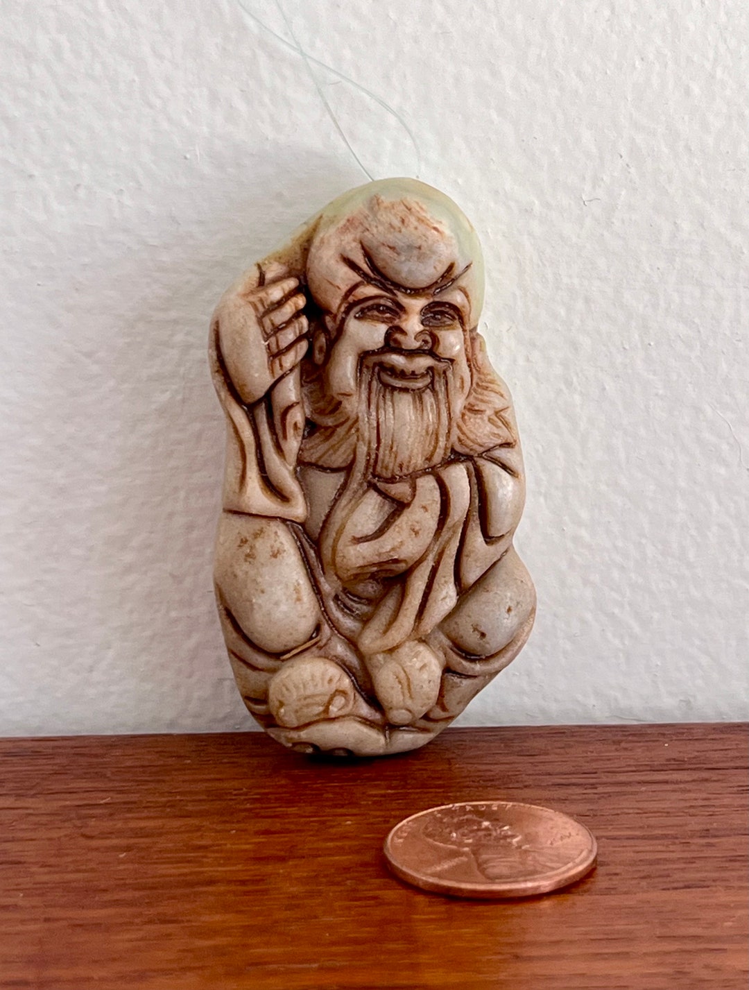 Chinese Stone Carving of a Mythological Figure - Pendant - Diminutive ...