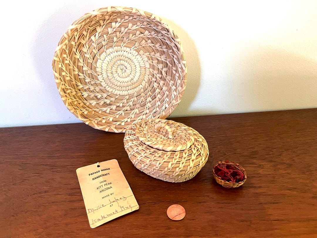 Tohono O’odham Papago Set of Flat-form Basket, Miniature Basket ...