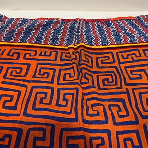 Guna Yala Vintage Hand Stitched Blouse - Coral Pattern - Blue, White ...