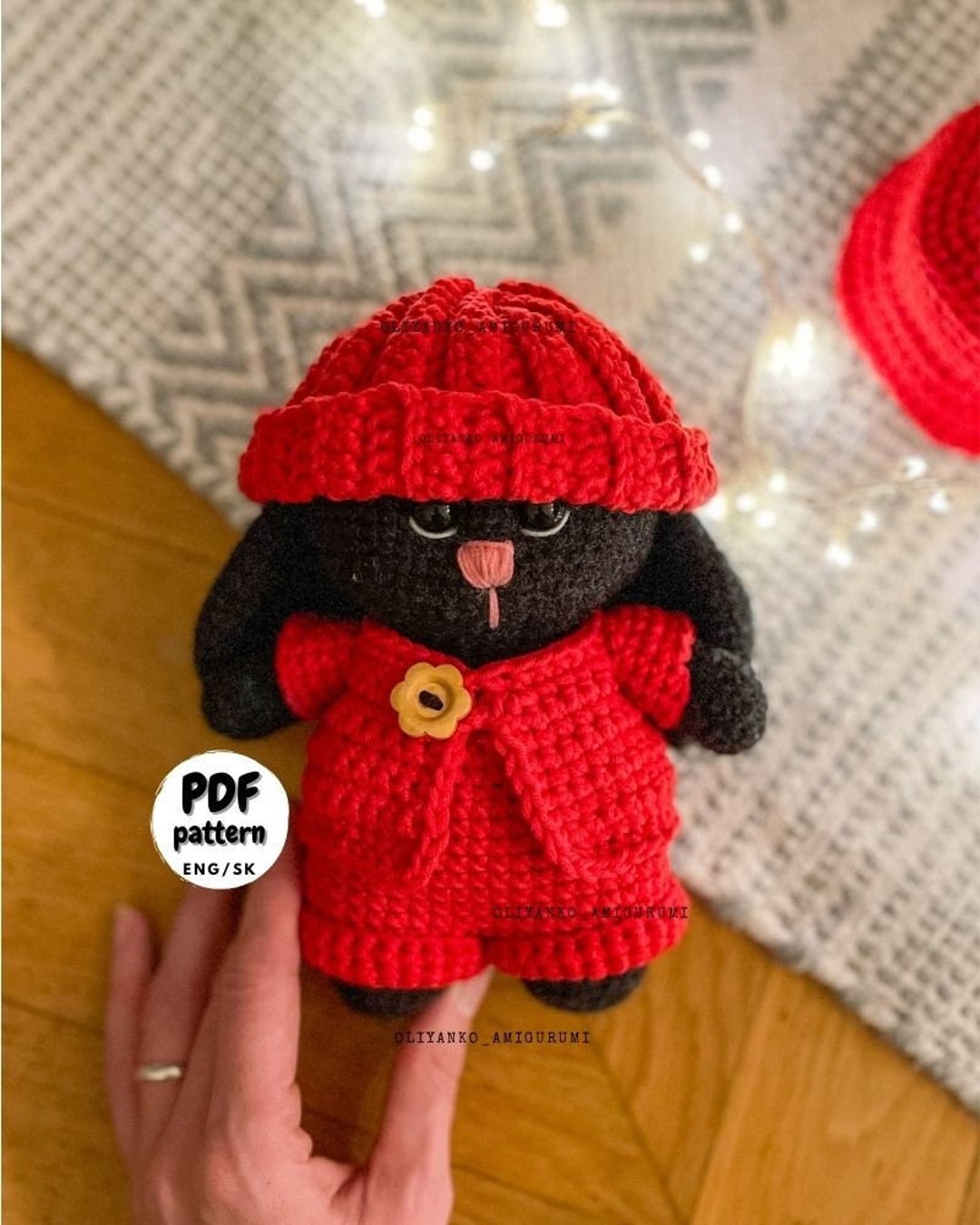 Bunny Amigurumi Crochet Pattern, Black Bunny Plush, Gift for Crochet ...