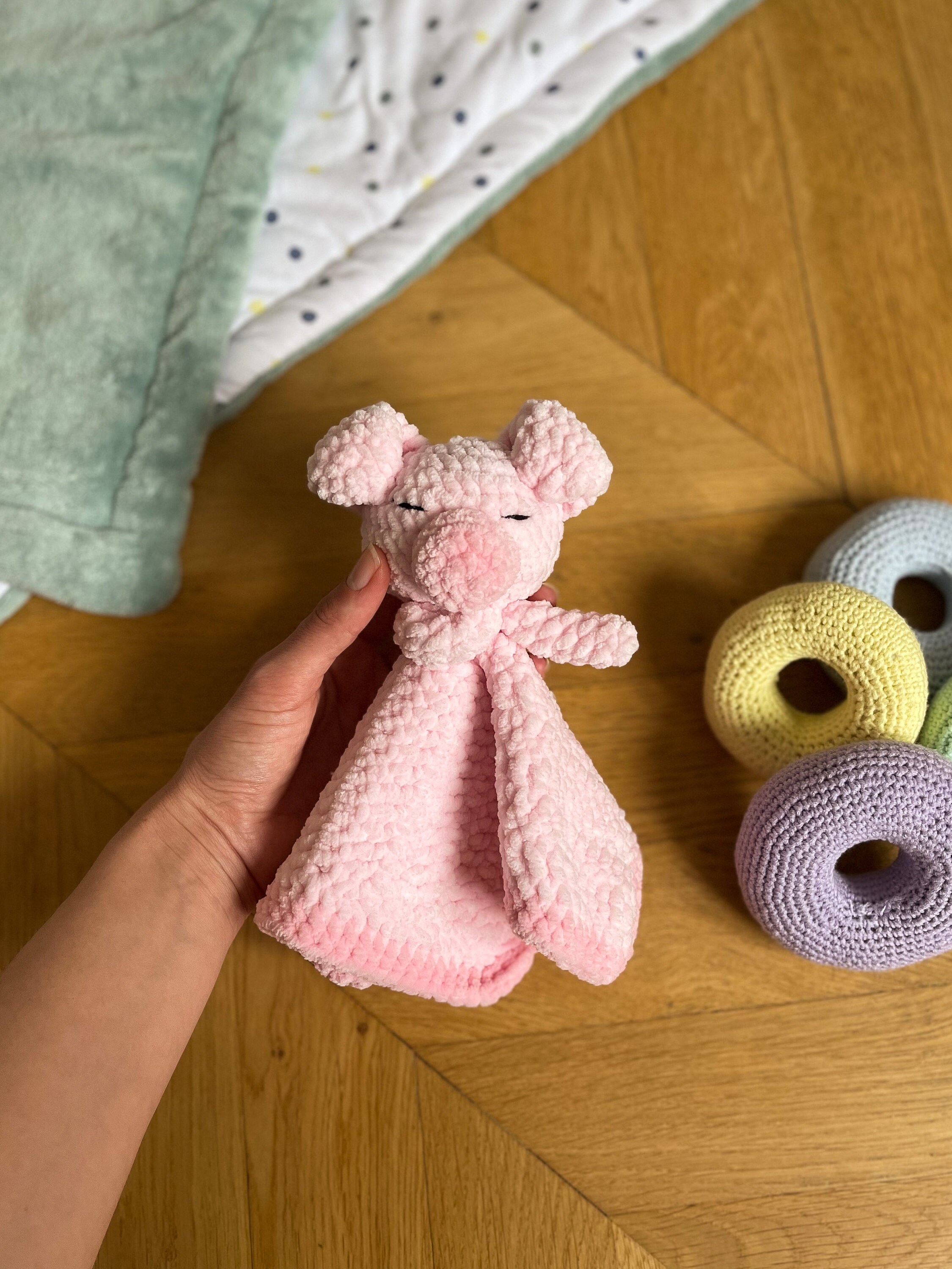 Crochet Pig Lovey, Crochet Baby Blanket Pattern, Crochet Lovey for ...