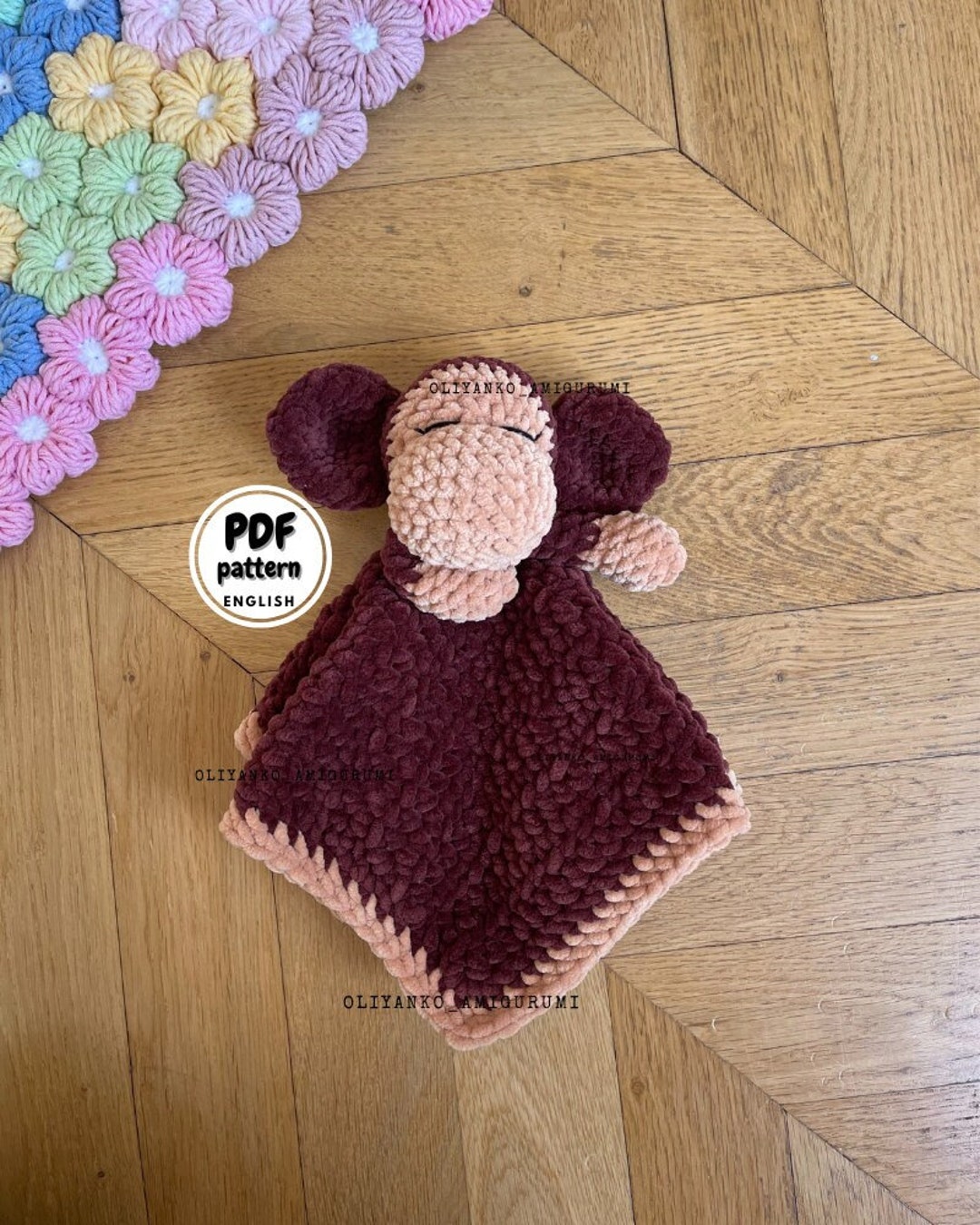 Crochet Monkey Lovey, Crochet Baby Blanket Pattern, Crochet Lovey, DIY ...