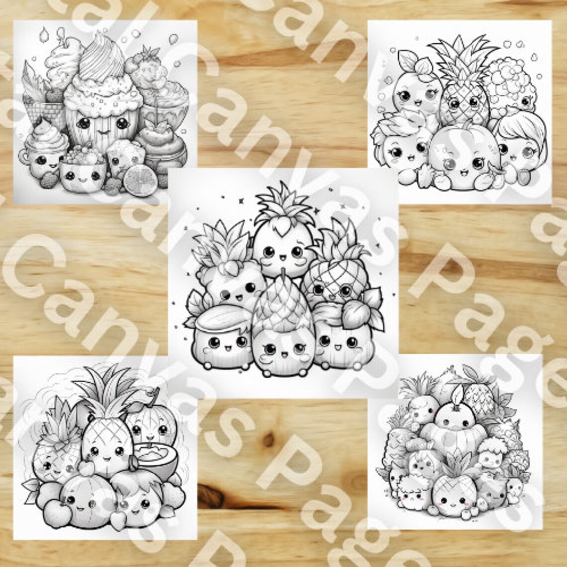 Printable Coloring Pages of Adorable Cute Kawaii Food, Printable Art ...