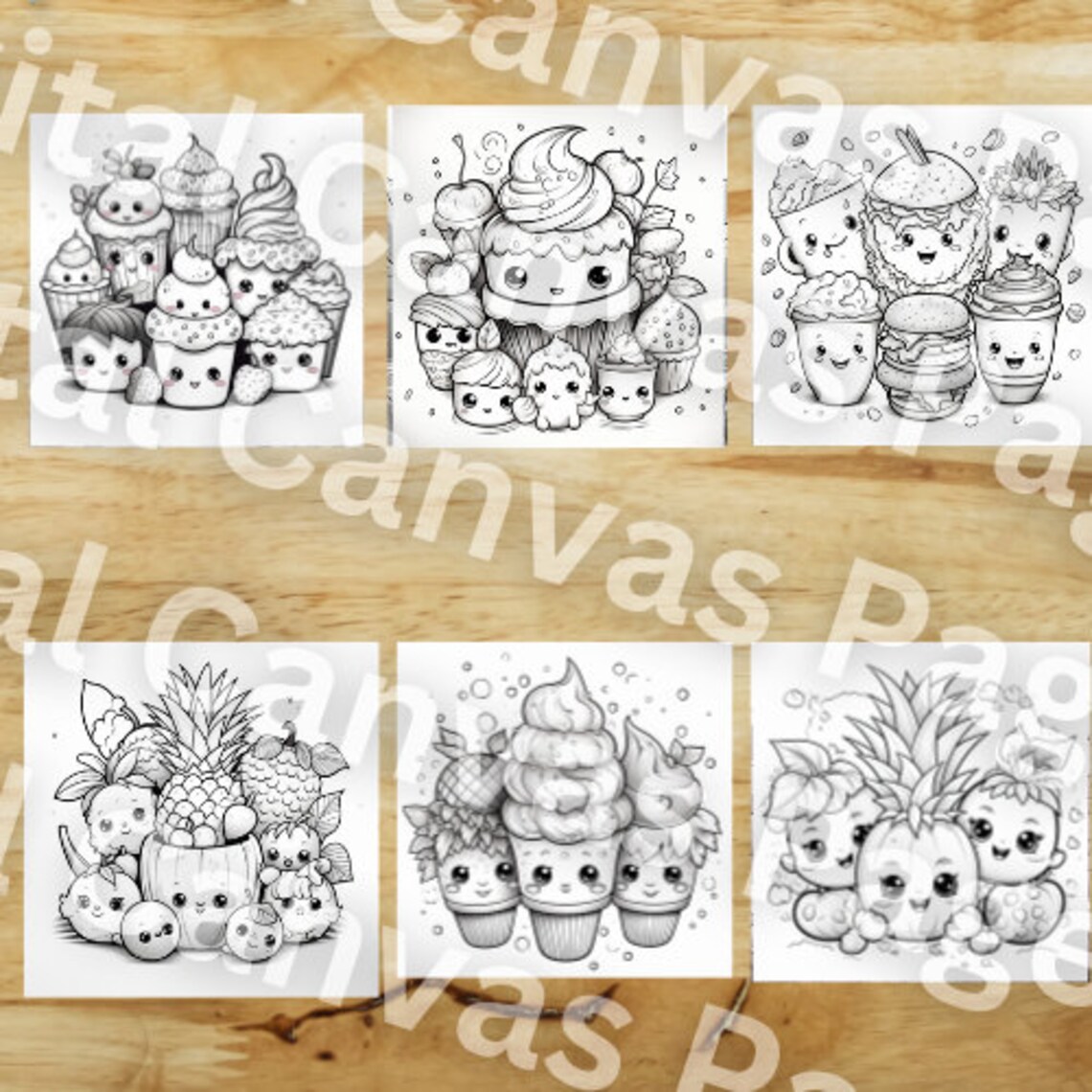 Printable Coloring Pages of Adorable Cute Kawaii Food, Printable Art ...