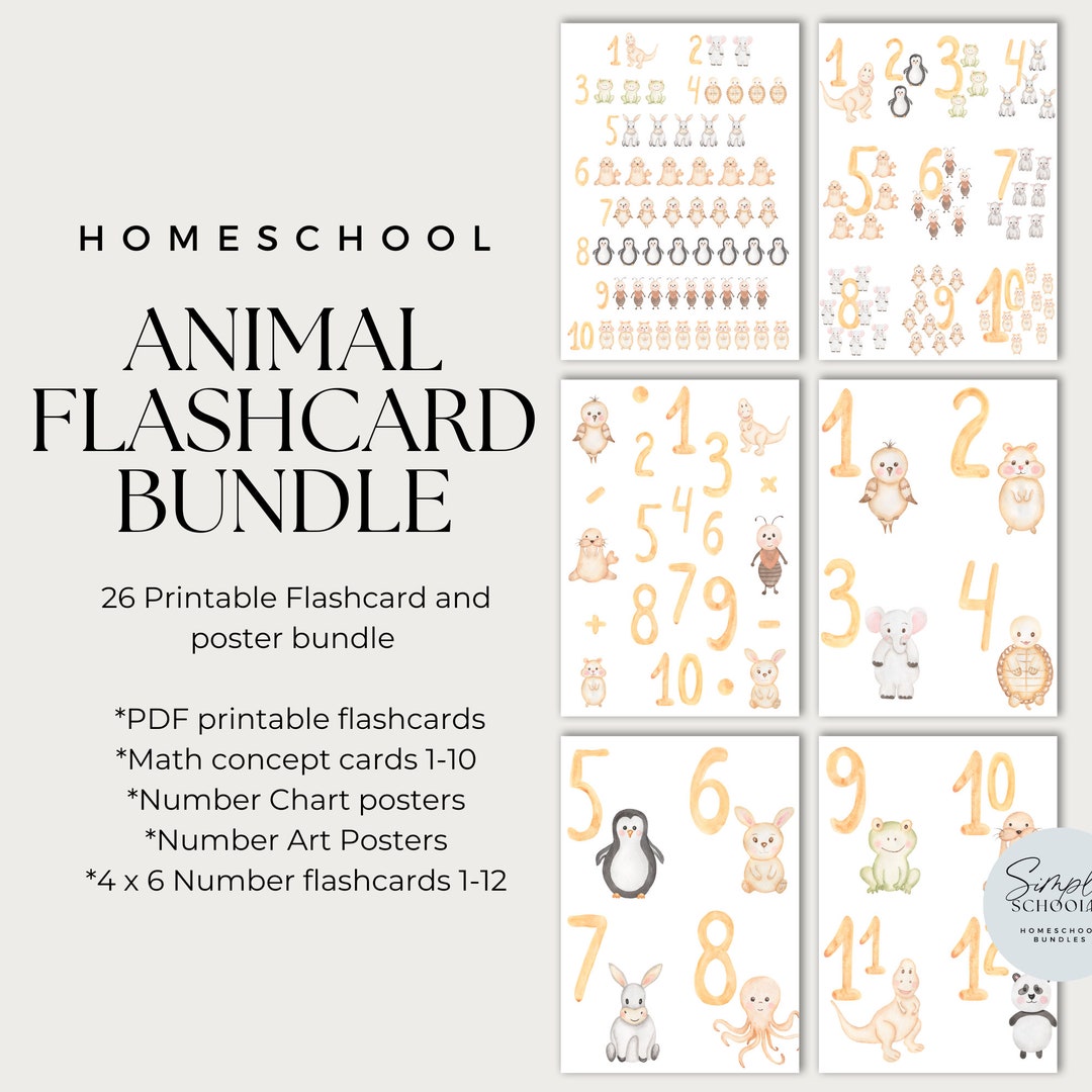 Homeschool Number Flashcard, Poster Bundle - Etsy