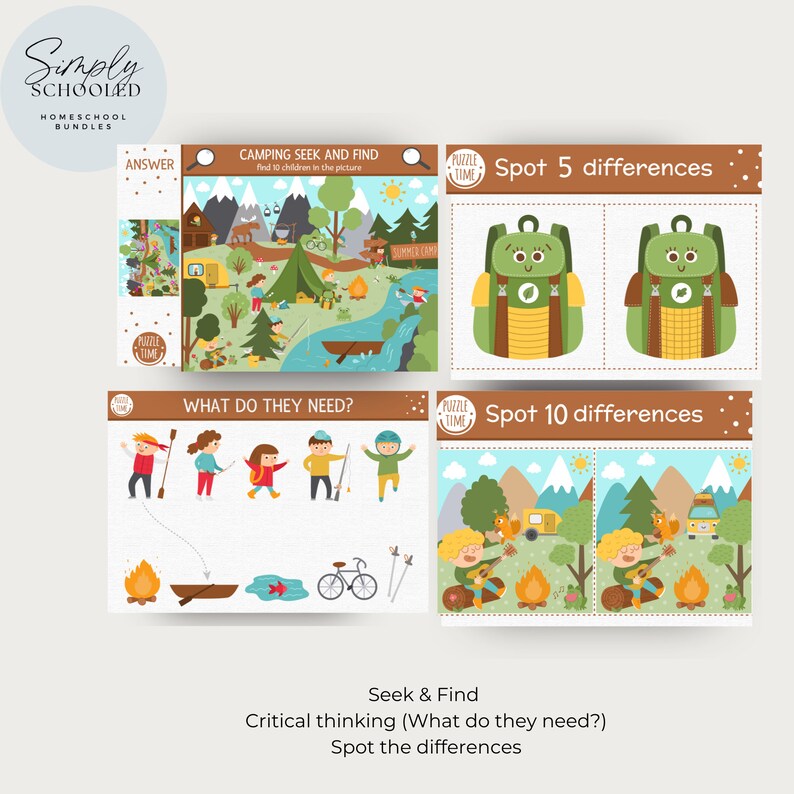 Camping Games Bundle, Homeschool, Games, Activity, Preschool ...