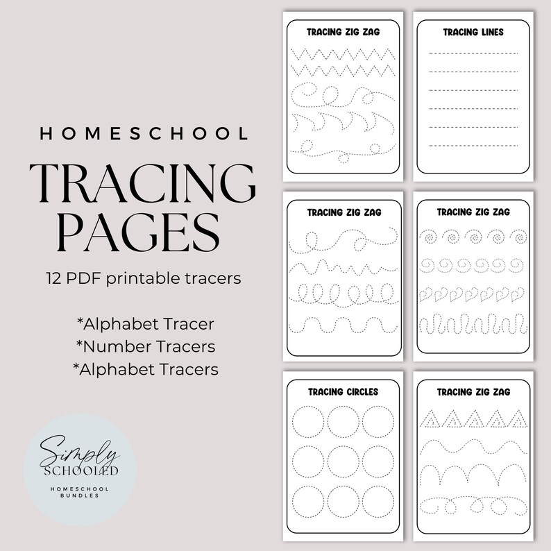 Tracing Printable, Preschool, Kindergarten, Toddler, Homeschool - Etsy