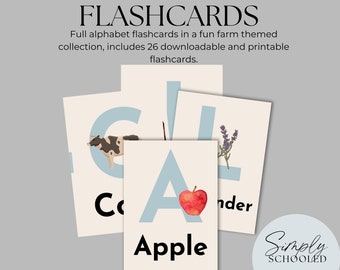 Alphabet Farm Flashcards, Homeschool, Toddler, Kindergarten, 1st Grade ...