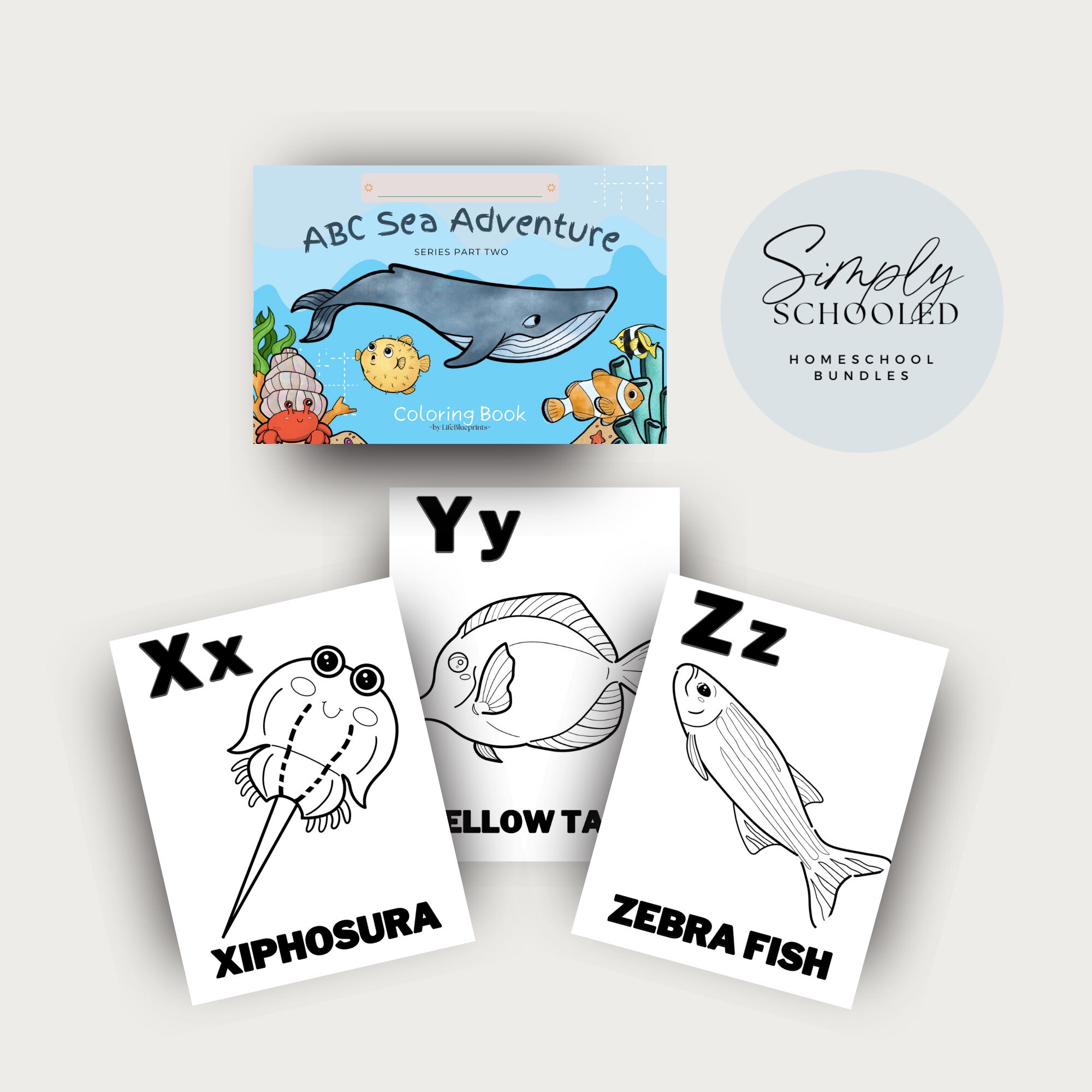 ABC Sea Life Coloring Book, Homeschool, Preschool, Kindergarten, 2nd ...