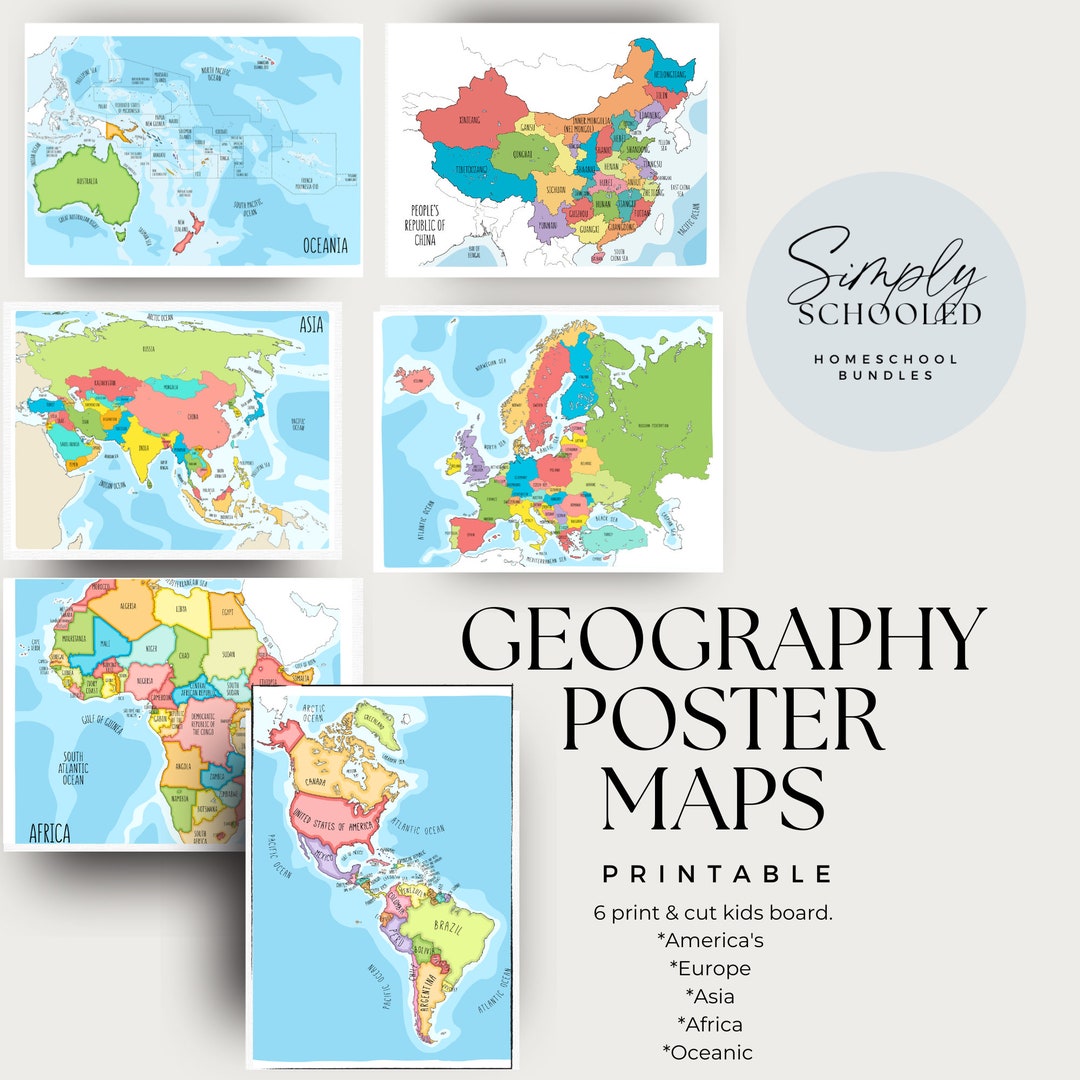 Geography Map Bundle, U.S.A, America's, Europe, Asia, Africa, China ...