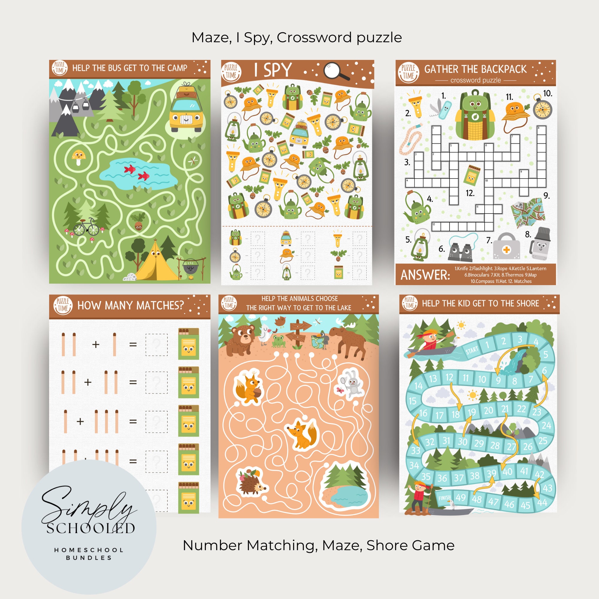 Camping Games Bundle, Homeschool, Games, Activity, Preschool ...
