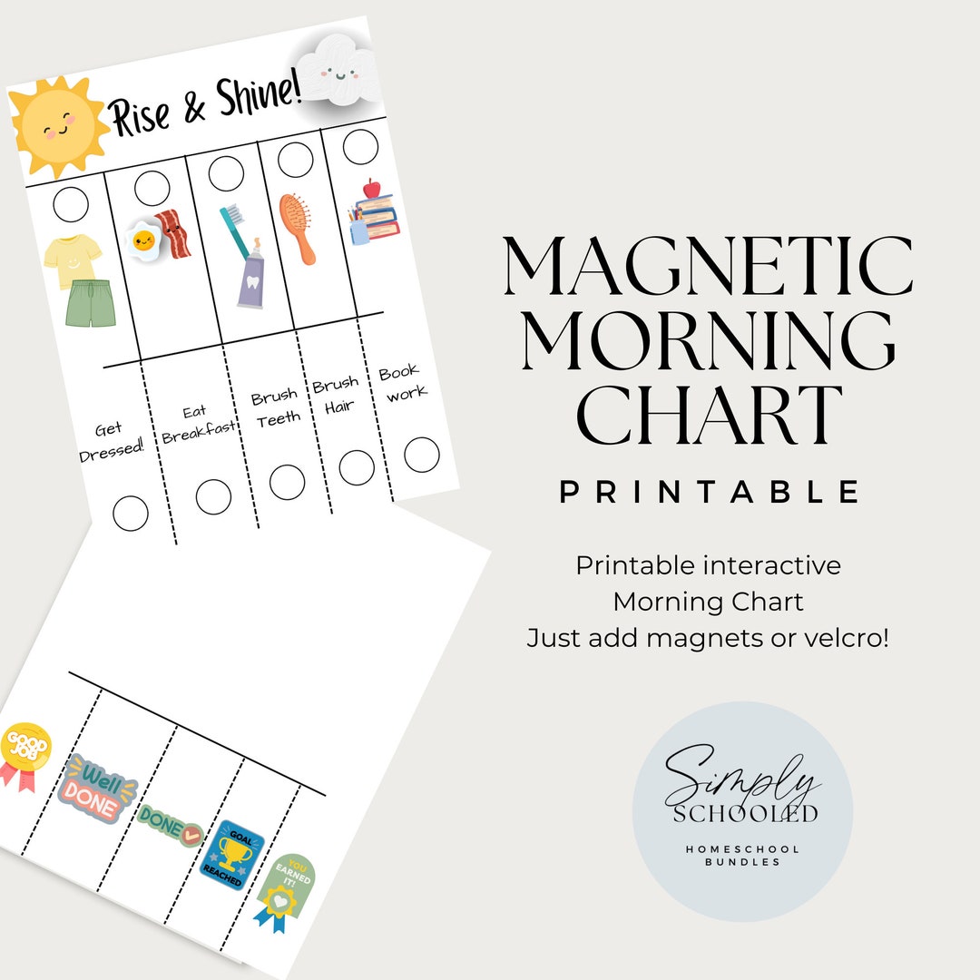 Kids Magnetic Morning Chart, Chores, School, Preschool, Kindergarten ...