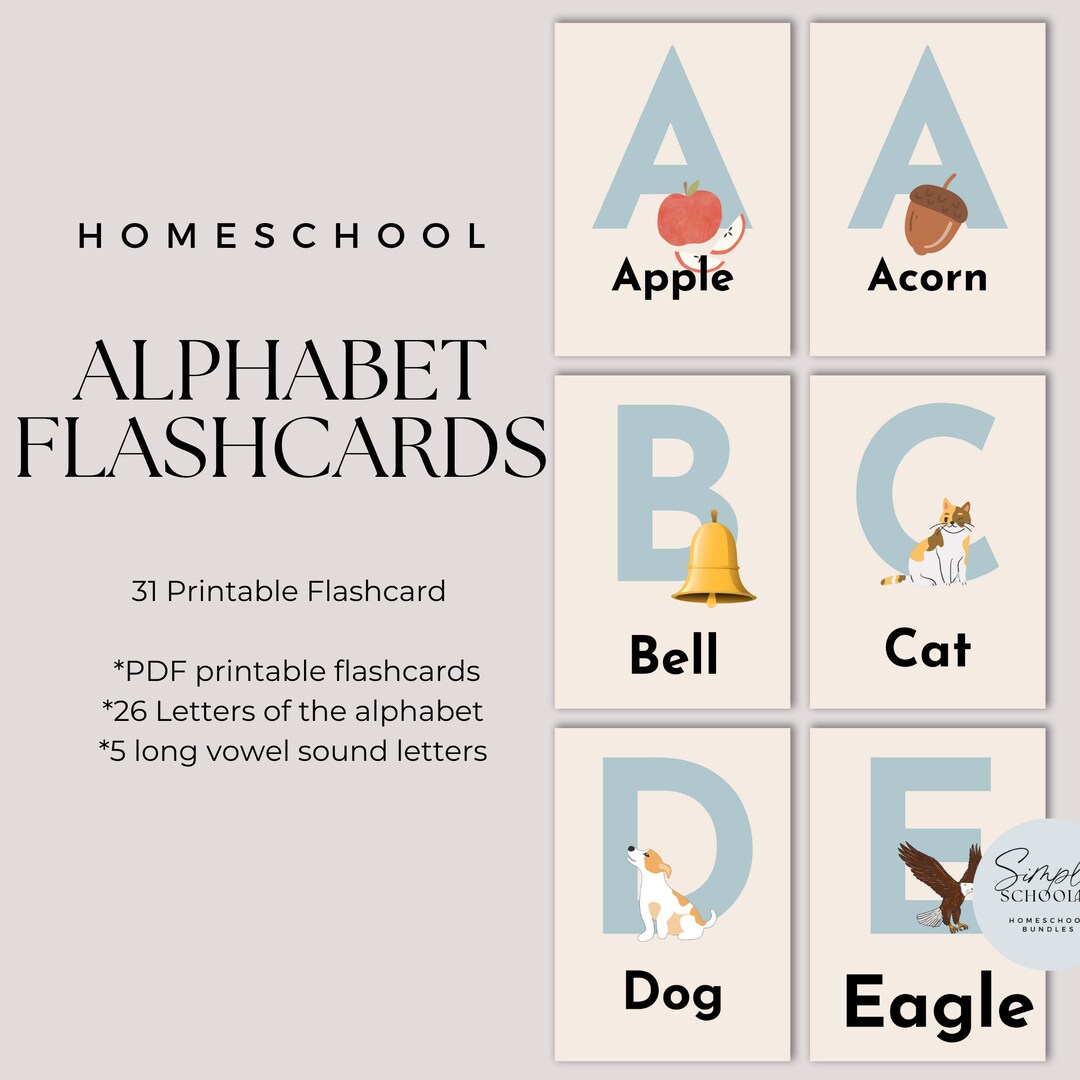 Alphabet Flashcards, Long Vowel Cards, Homeschool, Preschool ...