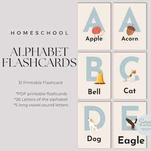 Alphabet Flashcards, Long Vowel Cards, Homeschool, Preschool ...