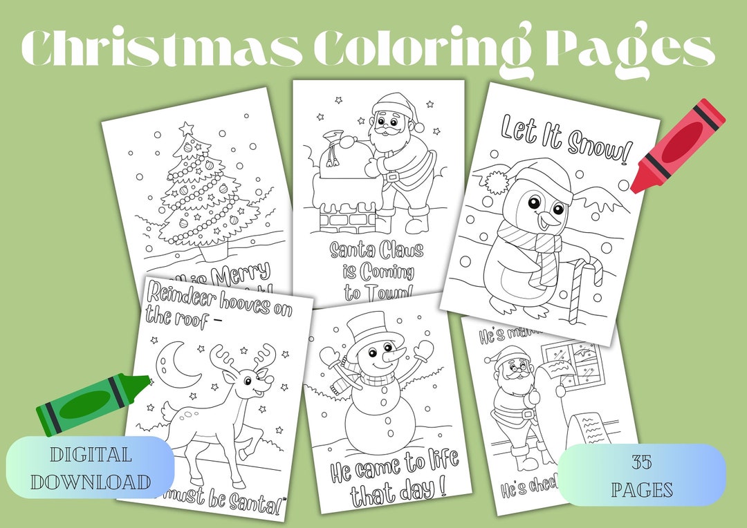 Christmas Coloring Pages for Kids - 35 Pages of Festive Fun! - Etsy