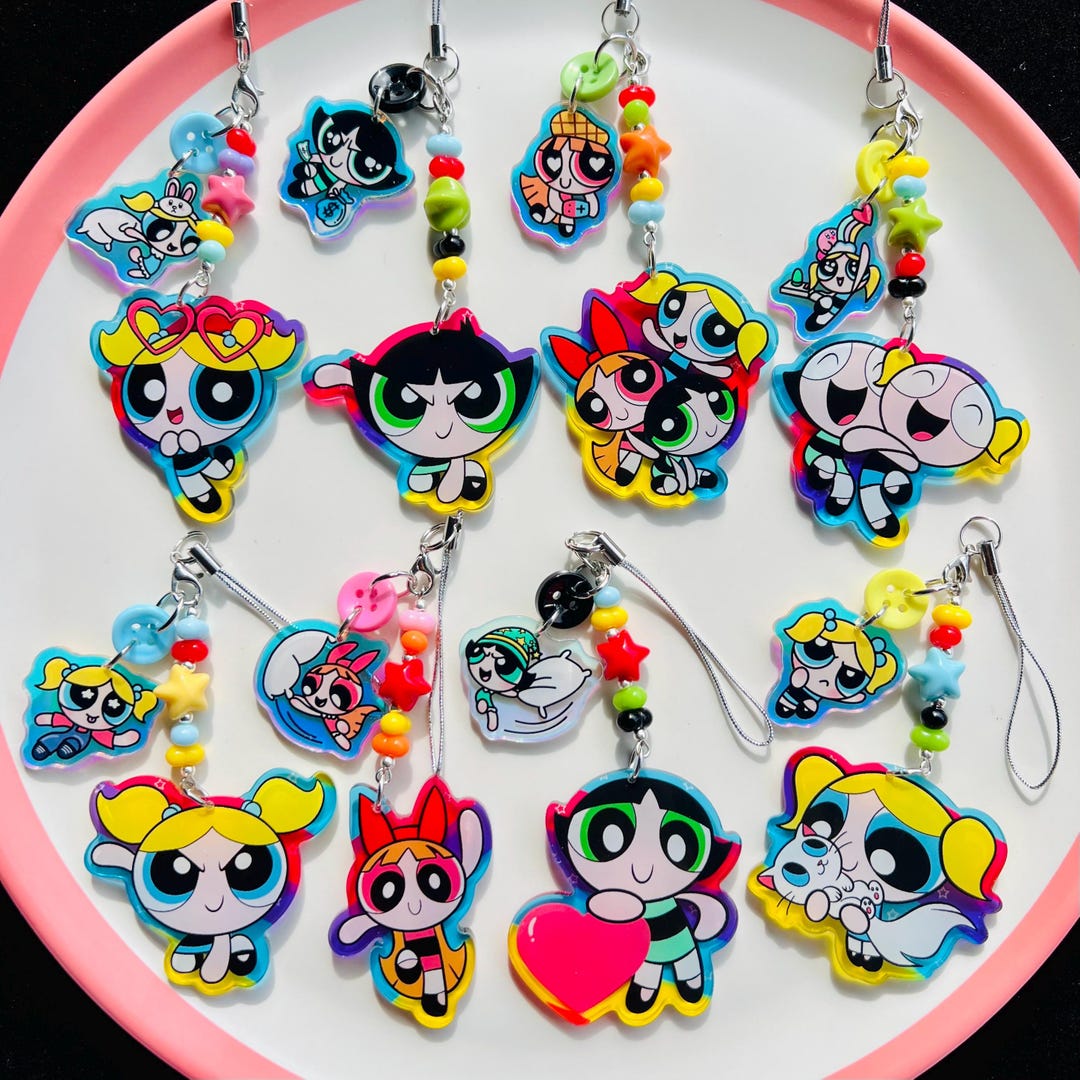 Powerpuff Girls Double Sided Acrylic Phonecharm Phonestrap Keychain ...