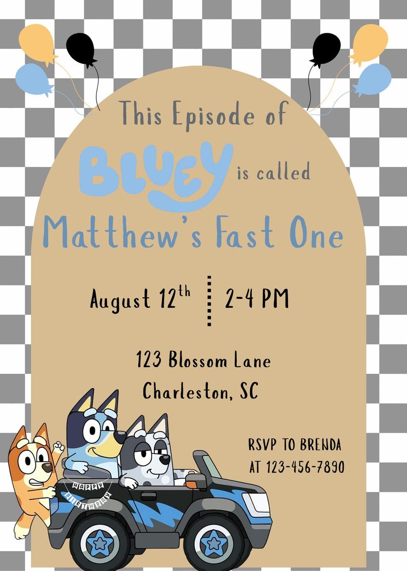 Bluey Fast ONE, Birthday Invitation - Etsy