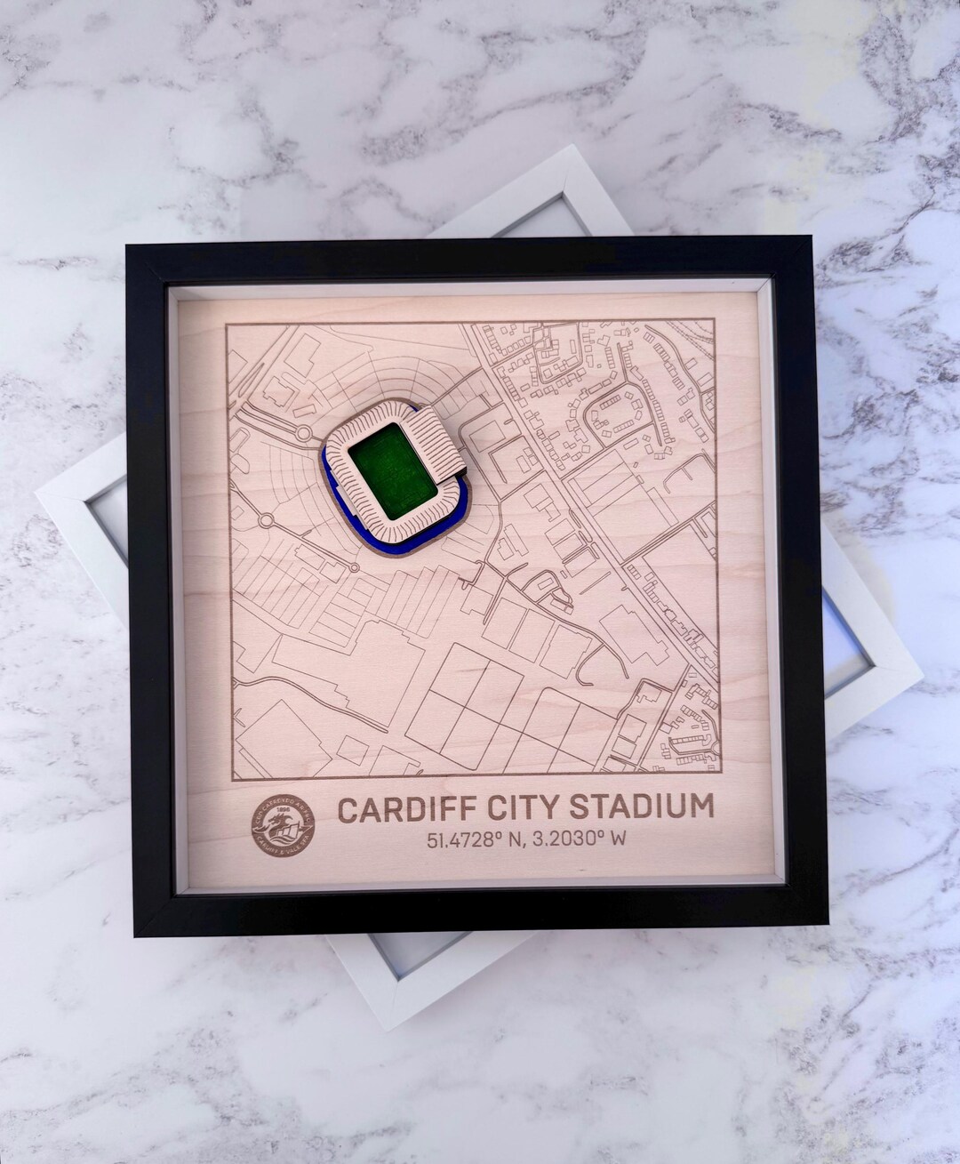 CARDIFF CITY Football Ground Frame | Engraved Map Frame and 3D Model ...