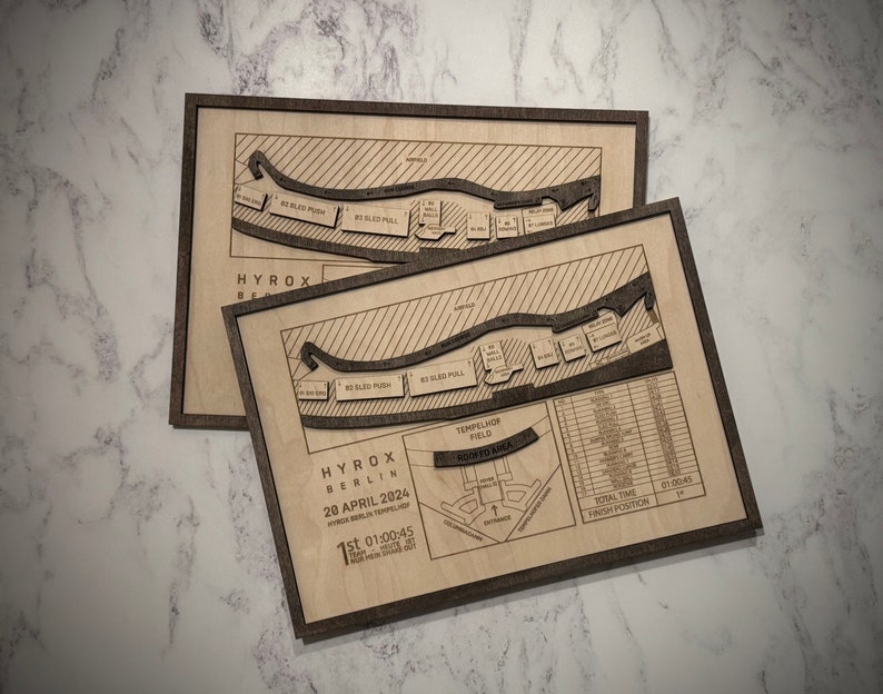 HYROX FRAME Custom Wooden Venue Map of Your Completed Hyrox Course With ...