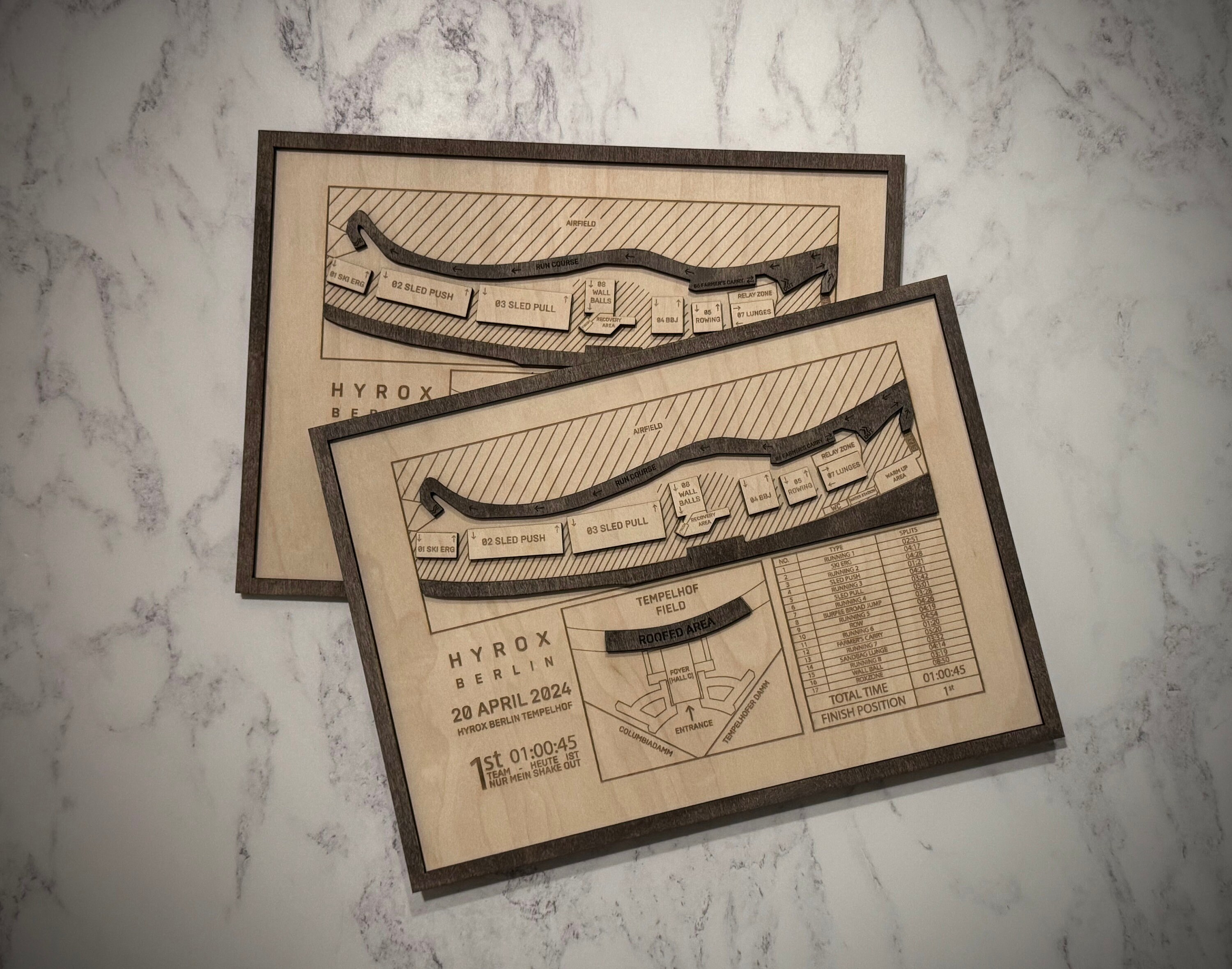 HYROX FRAME Custom Wooden Map of Your Completed Hyrox Course With ...