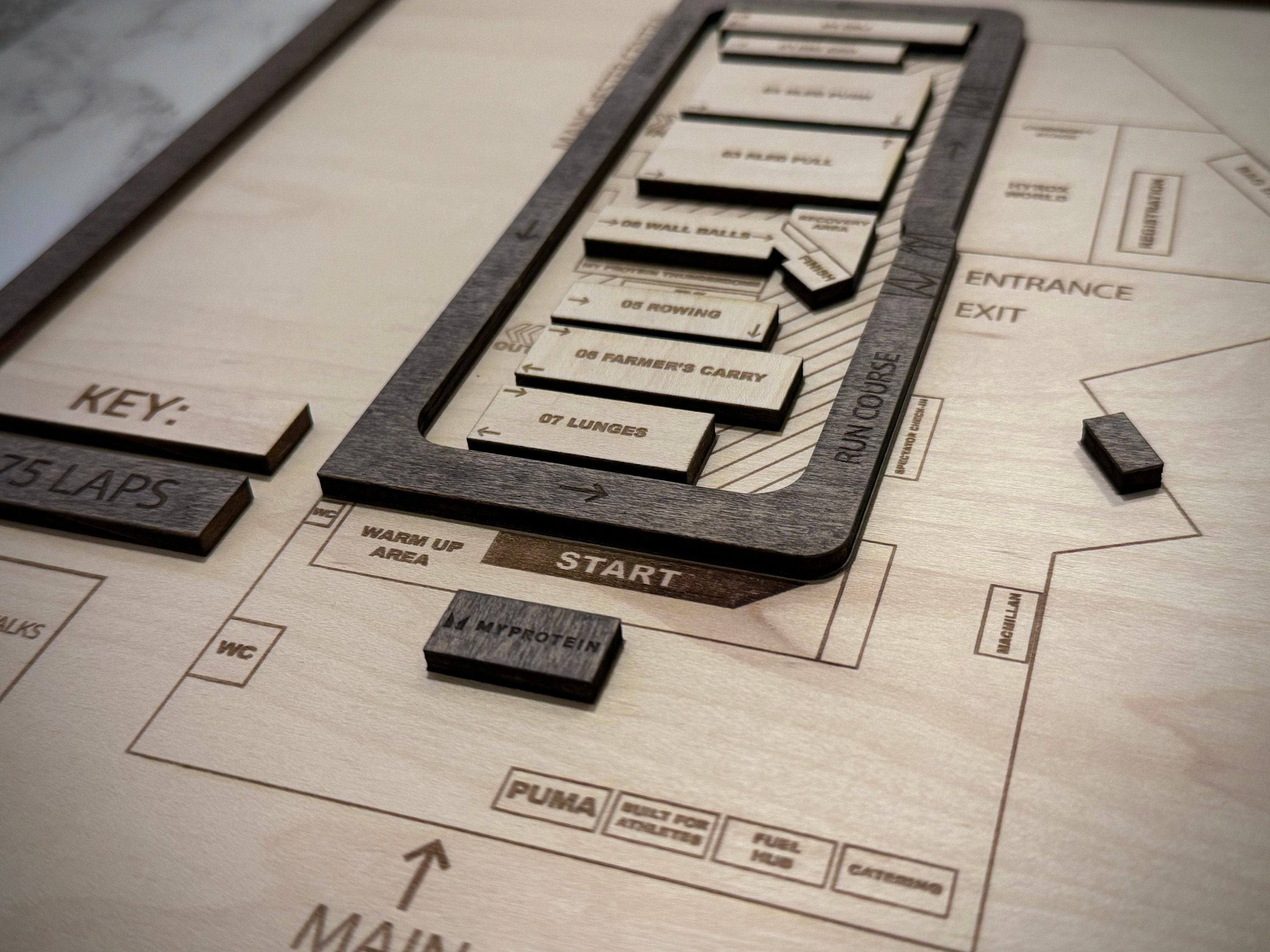 HYROX FRAME Custom Wooden Venue Map of Your Completed Hyrox Course With ...