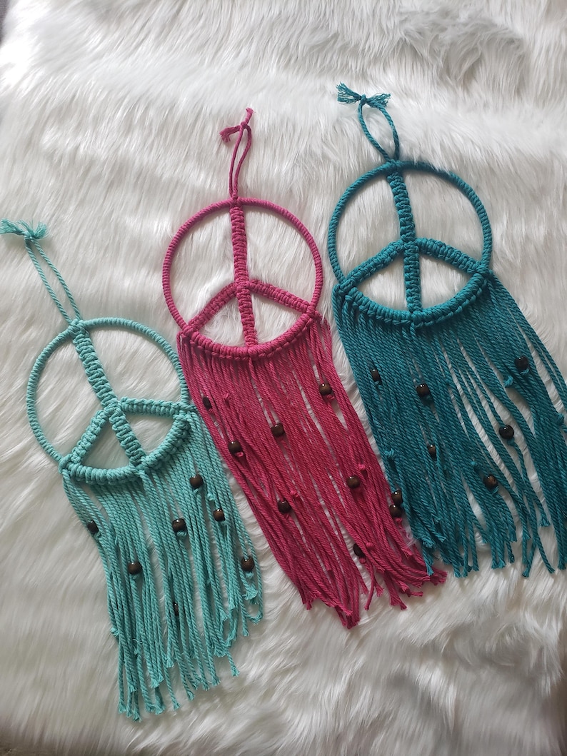 Macrame Peace Sign - Hippie Decor - Home Decor - Wall Hanging - Boho ...