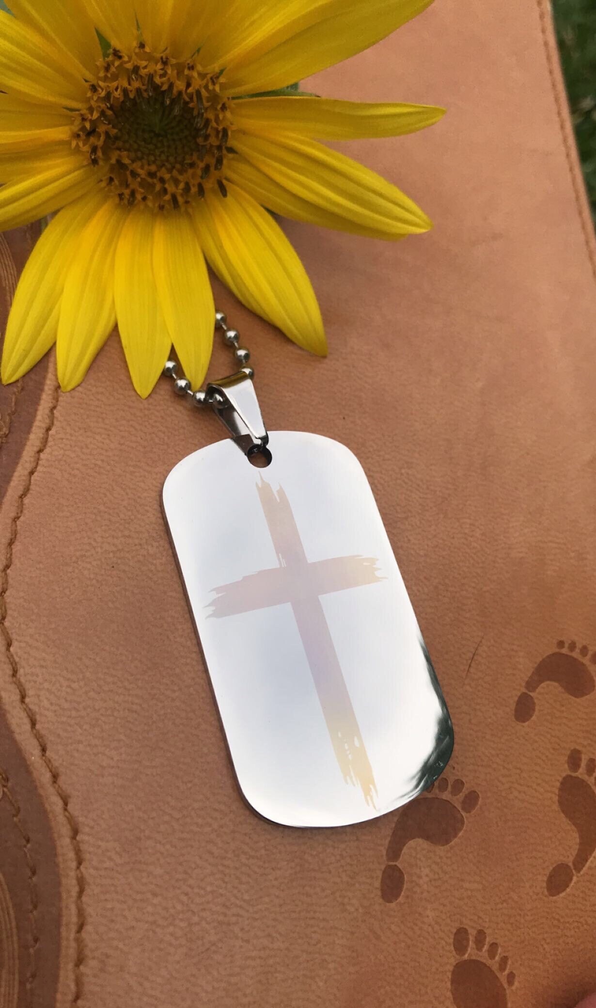 Stainless Steel Dog Tag Cross Necklace - Etsy