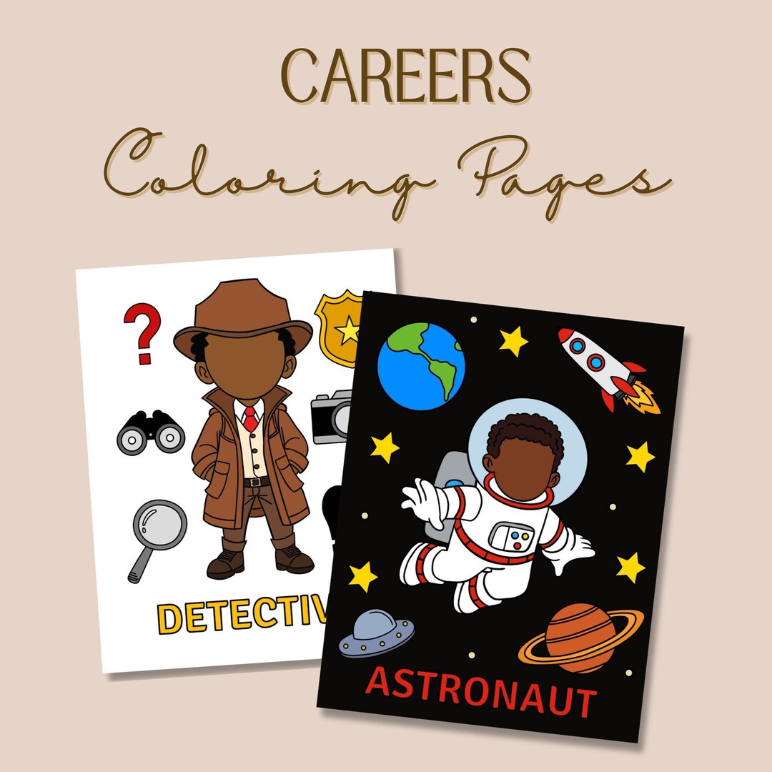 Black Boys Careers Coloring Book Printable PDF, Community Helpers ...