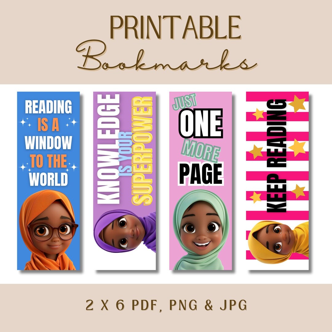 Black Girl Positive Printable Bookmarks: Bookworm Gift (PDF, JPG, PNG ...