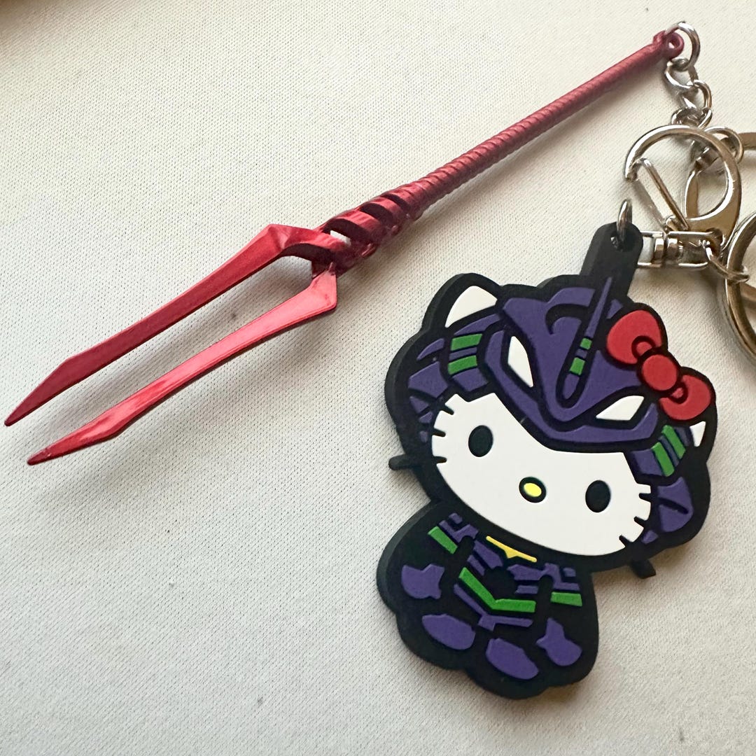 Evangelion Hello Kitty Keychain 3in Spear of Longinus 5in Keychain ...