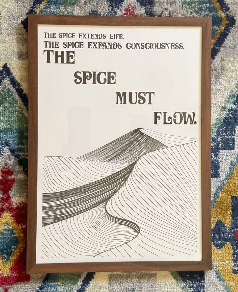 The Spice Must Flow, Dune Print, Famous Book Quote, Sci-fi, Fear is the ...